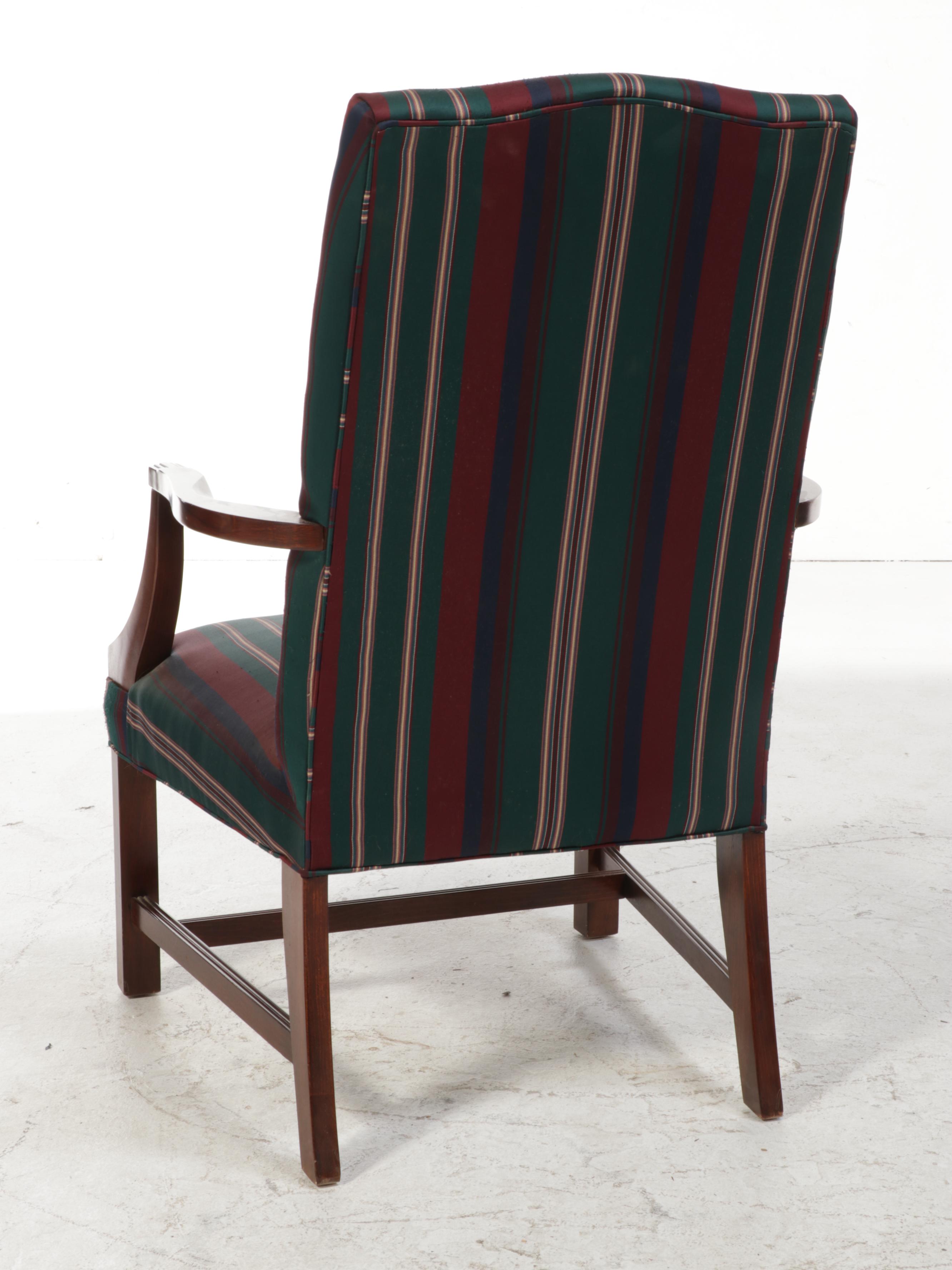 Chippendale Style Cherrywood-Stained and Custom-Upholstered Lolling ...