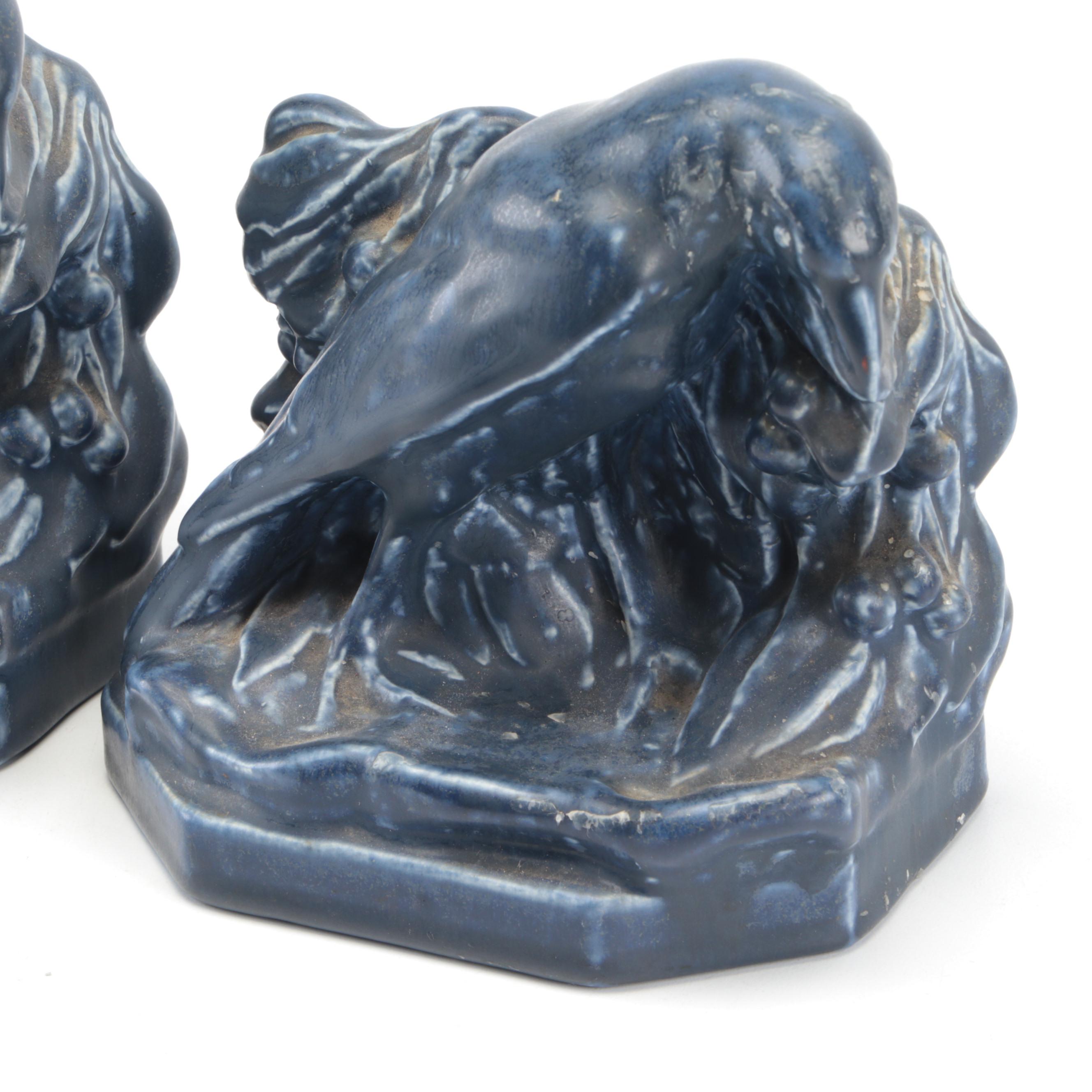 Rookwood Pottery Blue "Rook" Bookends, 1927 | EBTH
