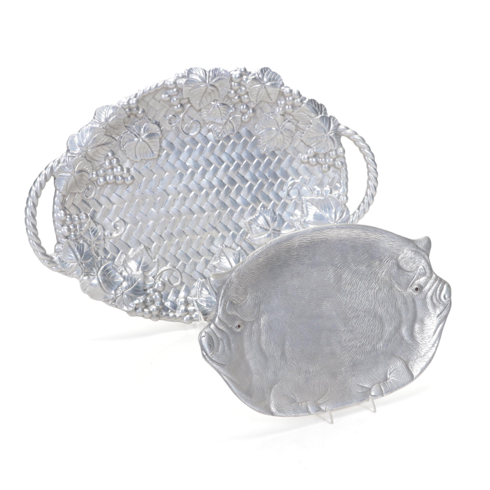 Arthur Court and Lenox Aluminum Serving Trays | EBTH