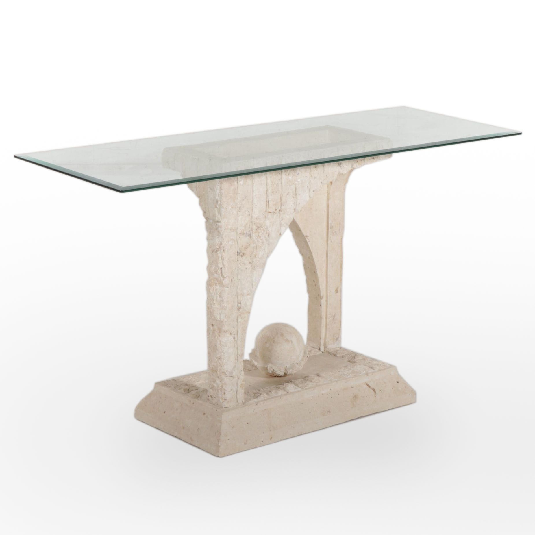 Contemporary Tessellated Stone Glass-Top Hall Table | Everything But ...
