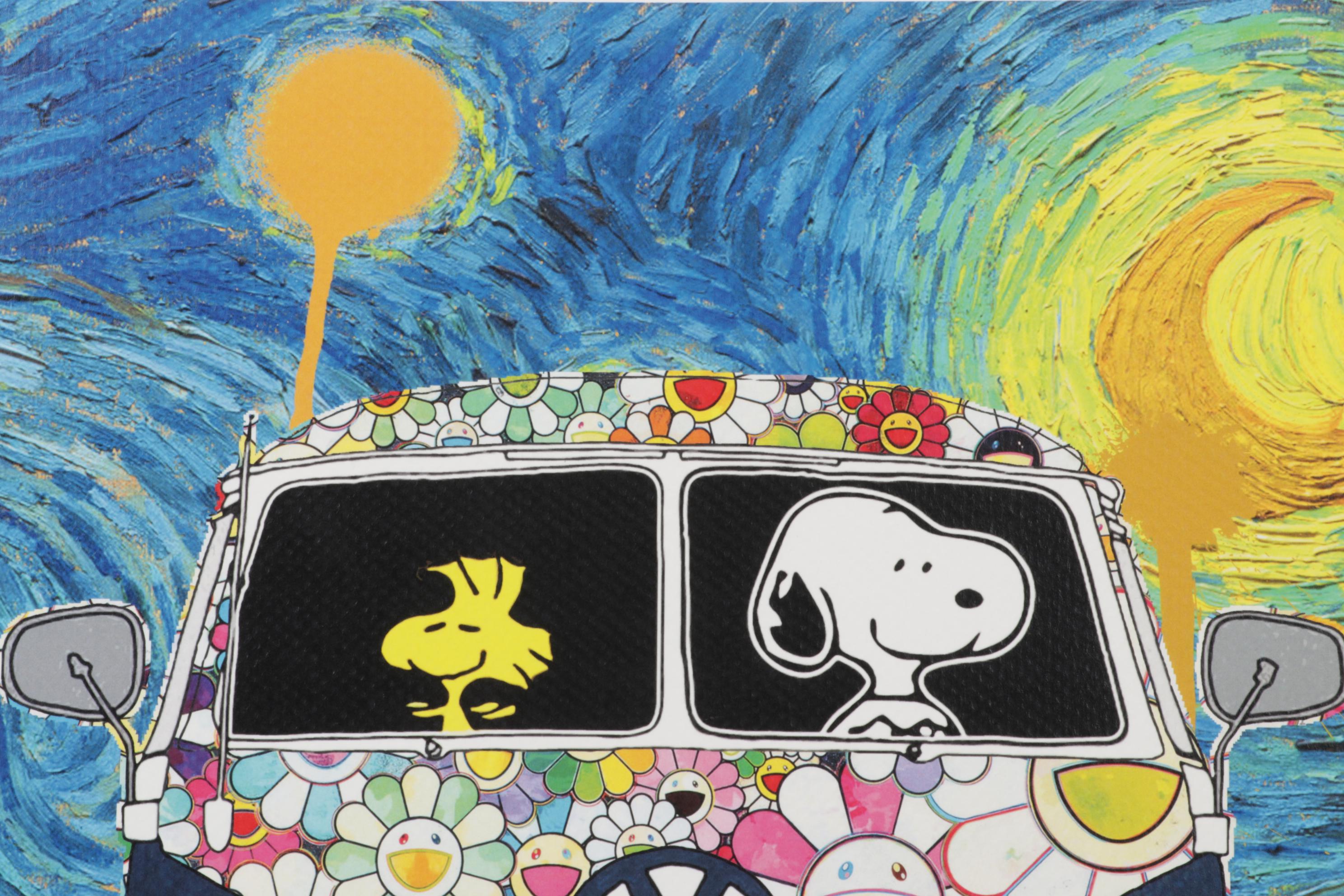 Death NYC Pop Art Graphic Print of VW Bus with Snoopy and Woodstock | EBTH