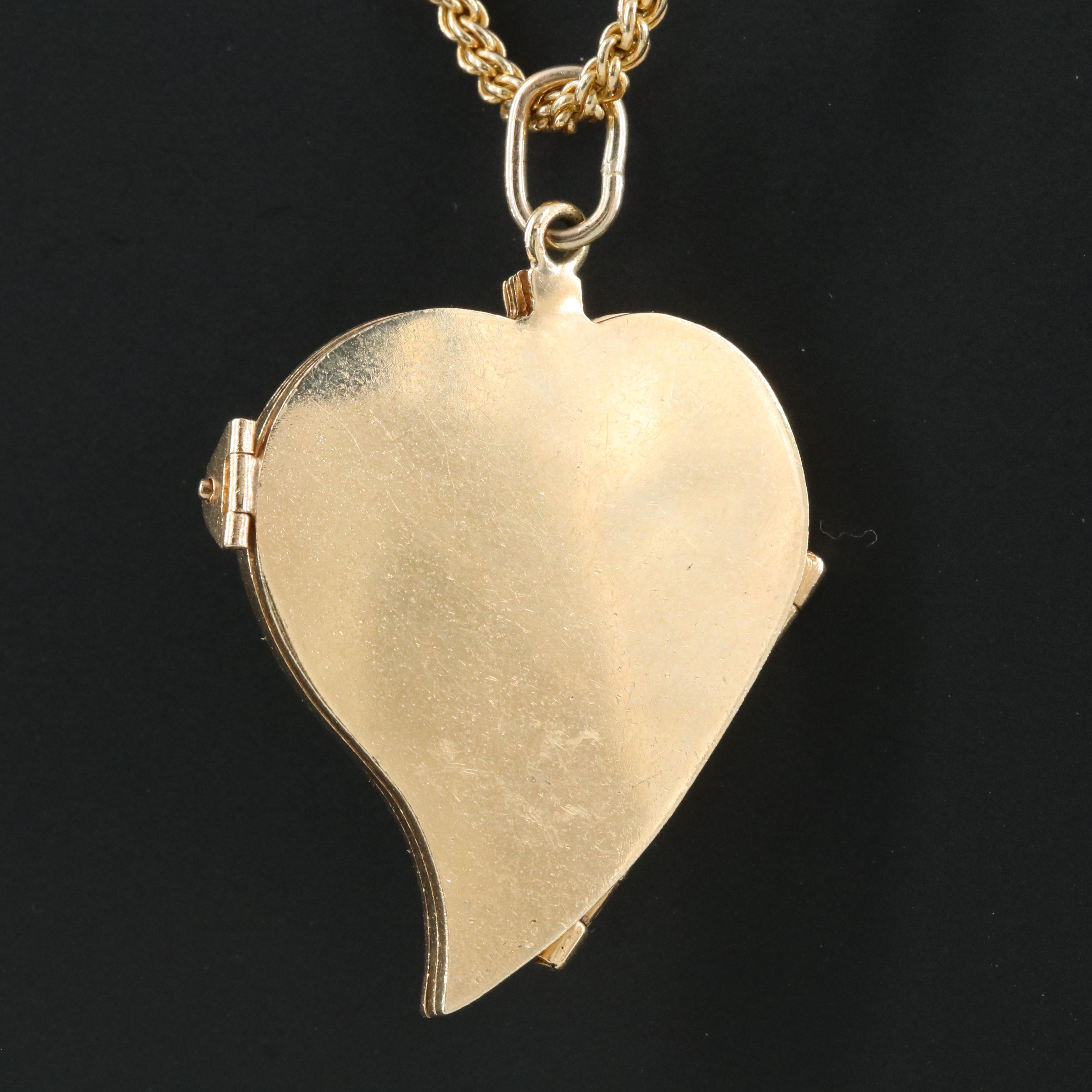 14K Textured Heart Locket Necklace | EBTH