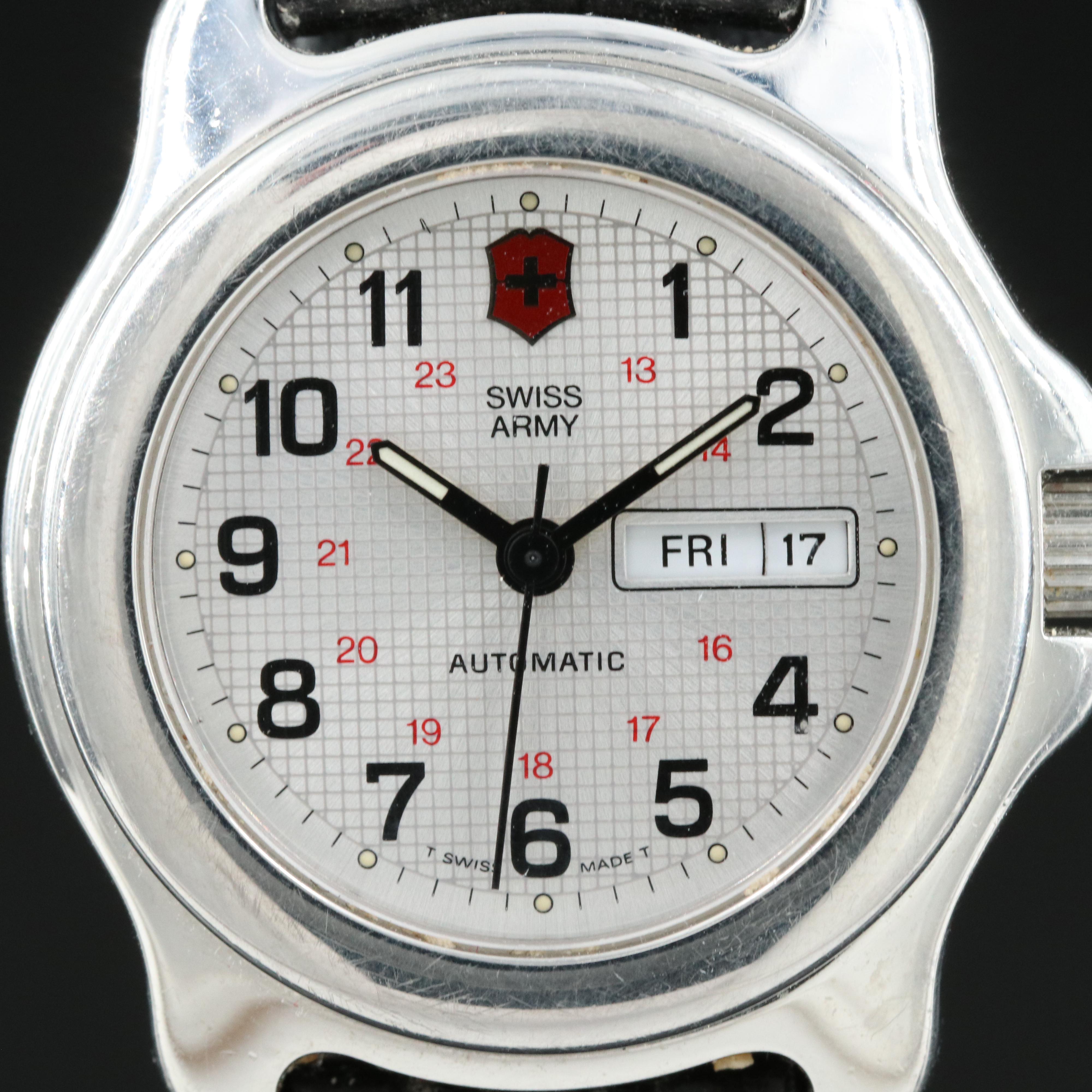 Swiss Army Day-Date Automatic Stainless Steel Wristwatch | EBTH