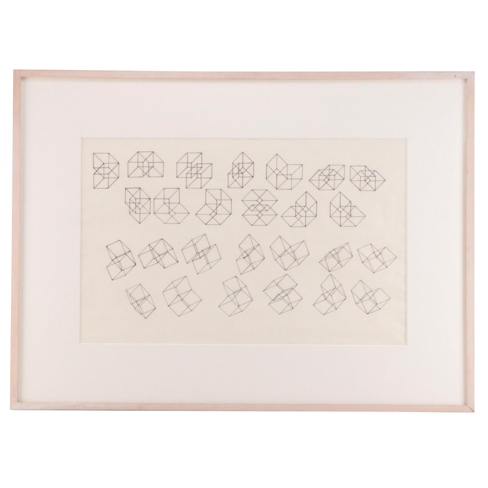 Tony Robbin Ink on Vellum "Section of Hypercube Used in Fairfield ...