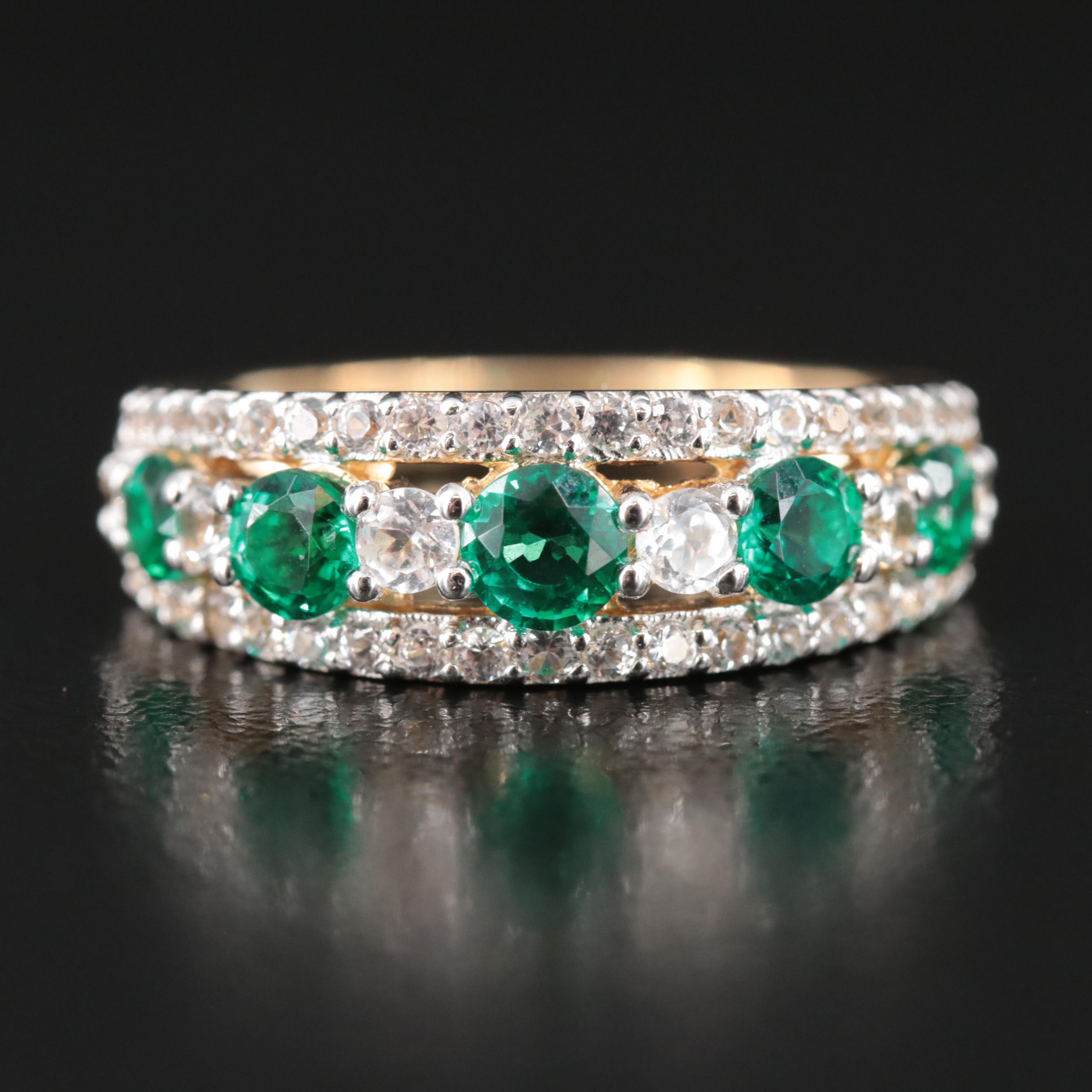 10K Emerald and White Sapphire Ring | EBTH