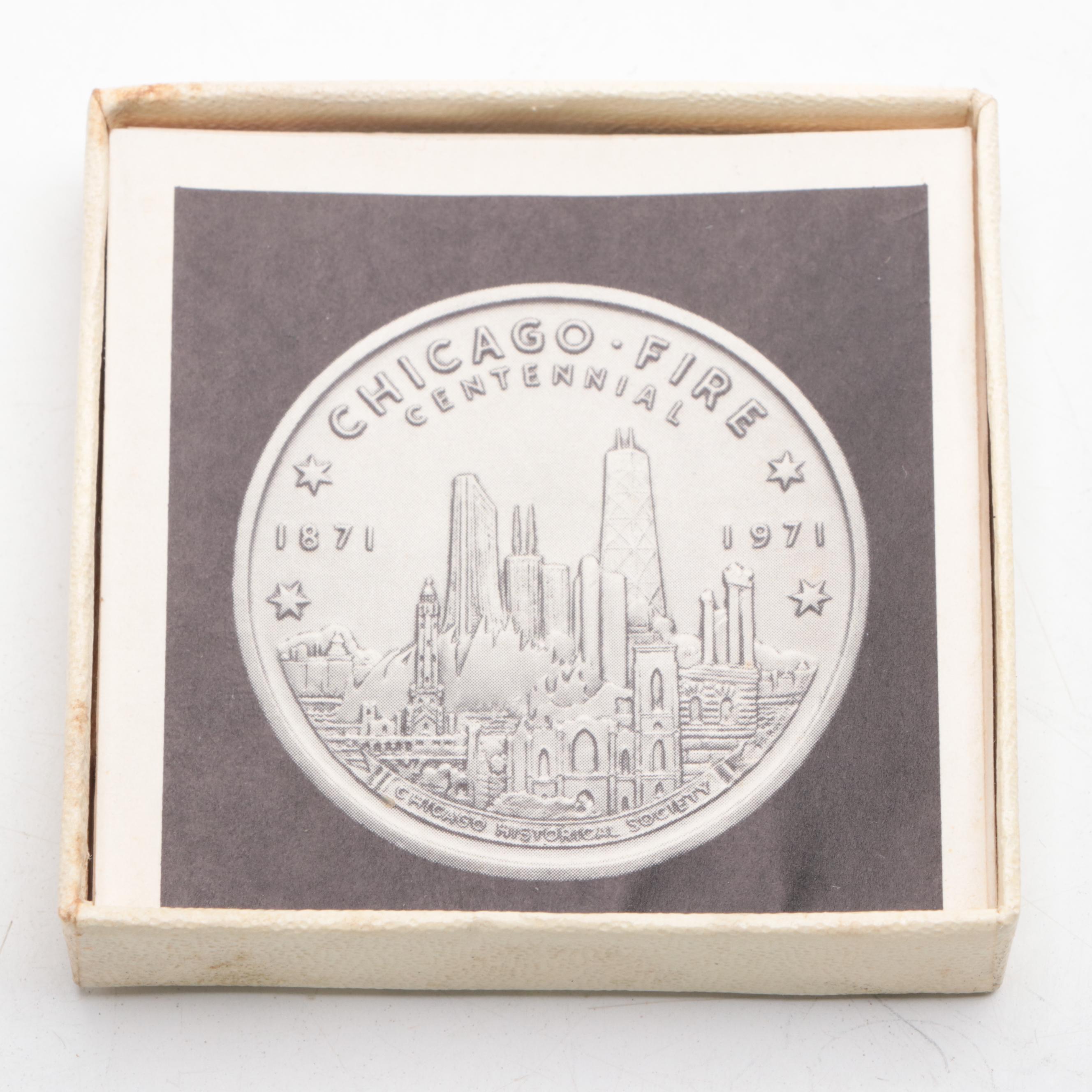 Chicago 1933 Exposition Medal with Chicago Fire Centennial Medals | EBTH