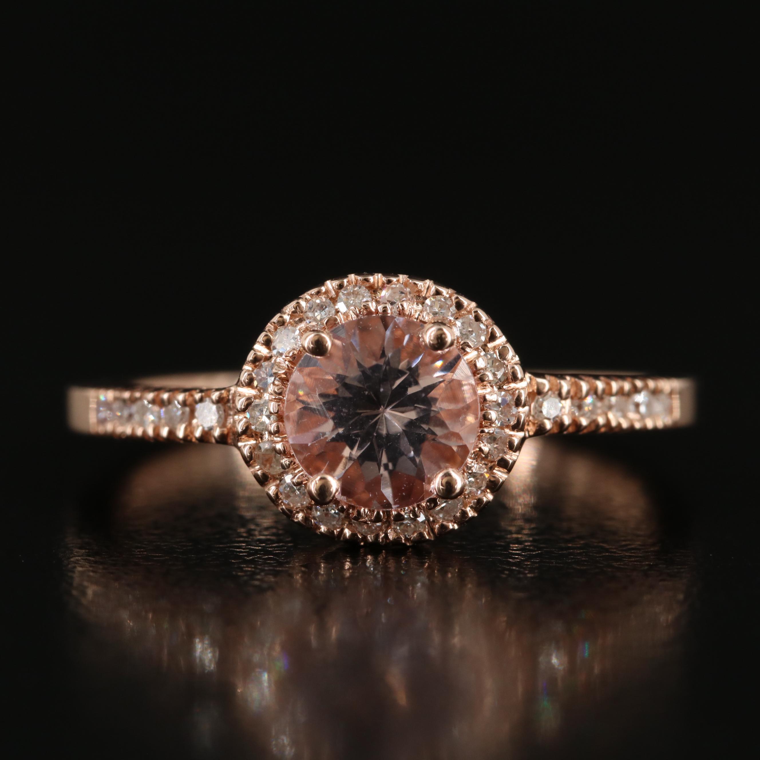 14K Rose Gold Morganite and Diamond Ring | EBTH