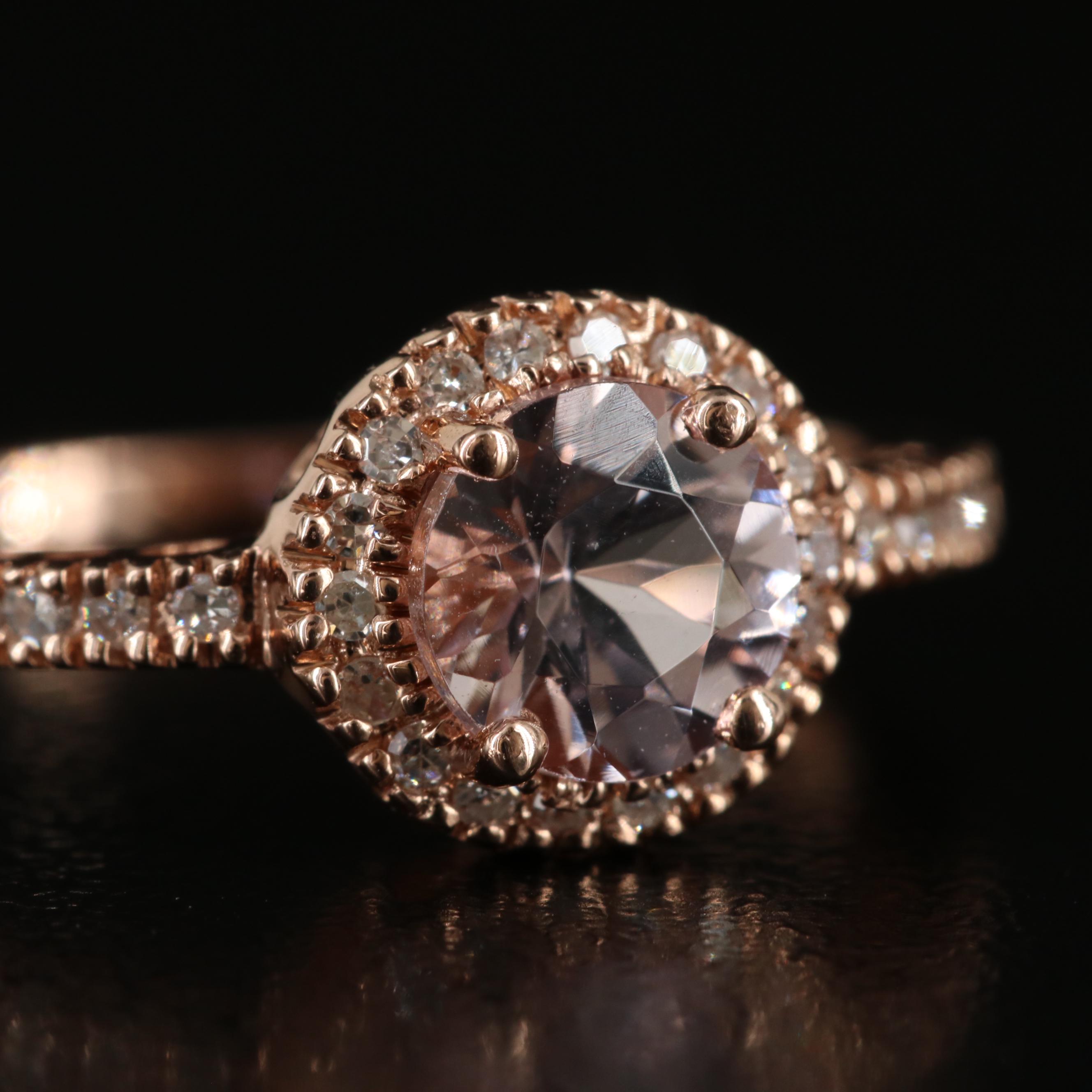 14K Rose Gold Morganite and Diamond Ring | EBTH