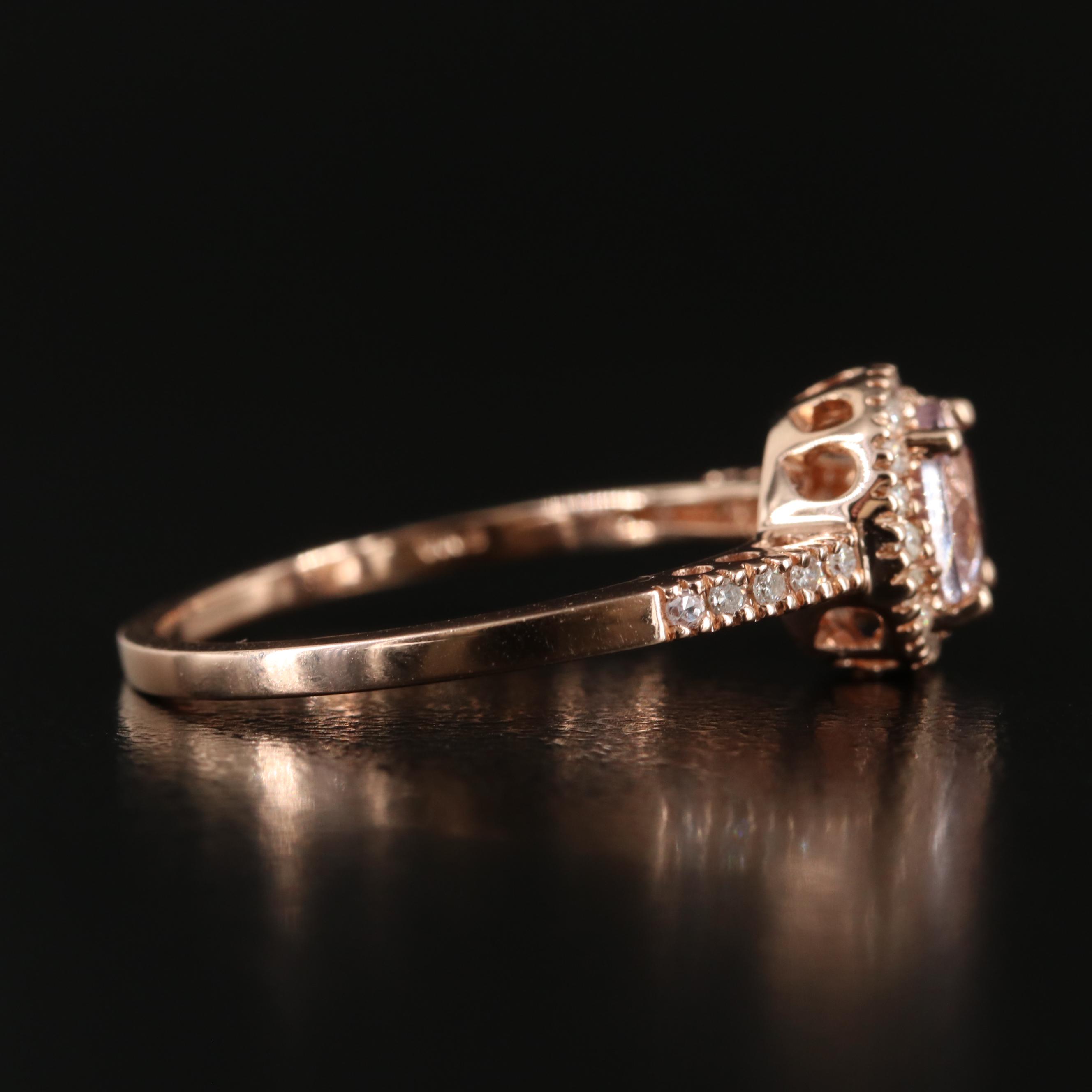 14K Rose Gold Morganite and Diamond Ring | EBTH