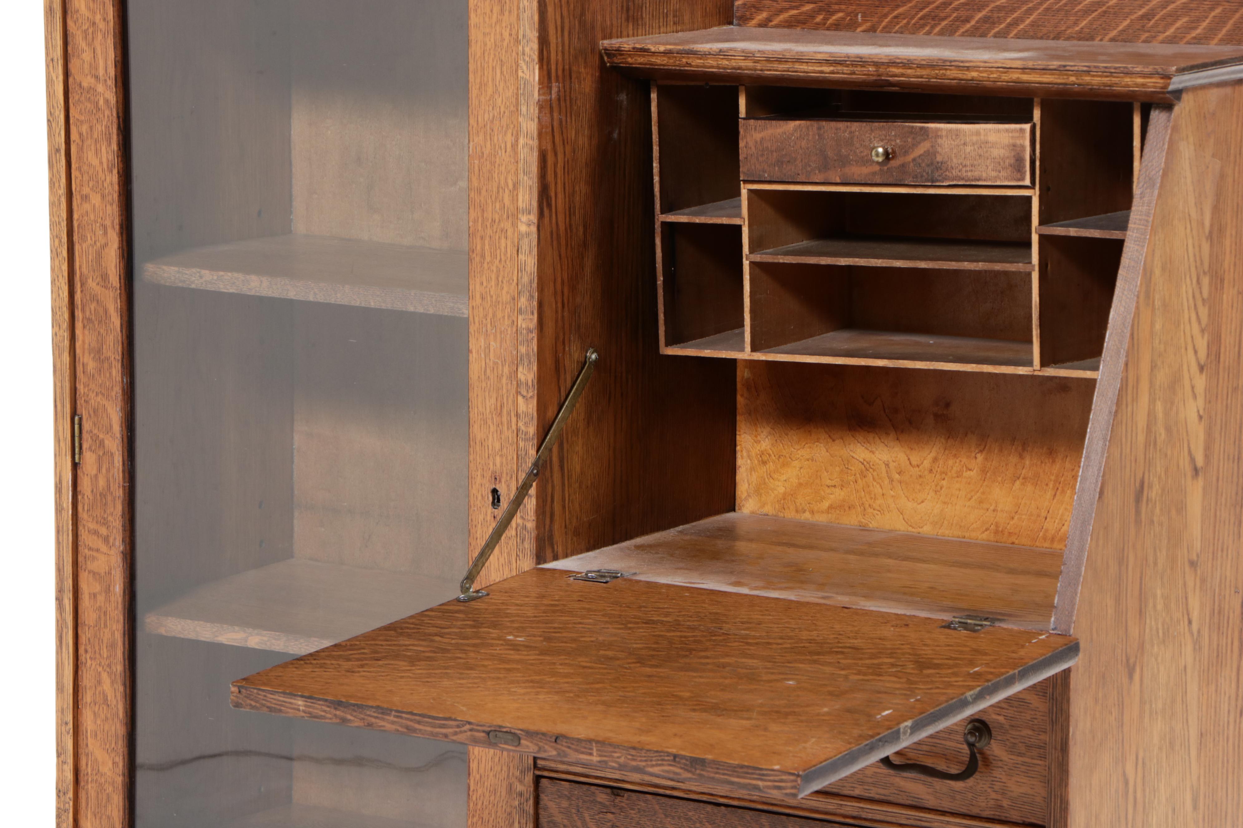 Larkin Co. Victorian Oak Side-by-Side Secretary Bookcase | Everything ...