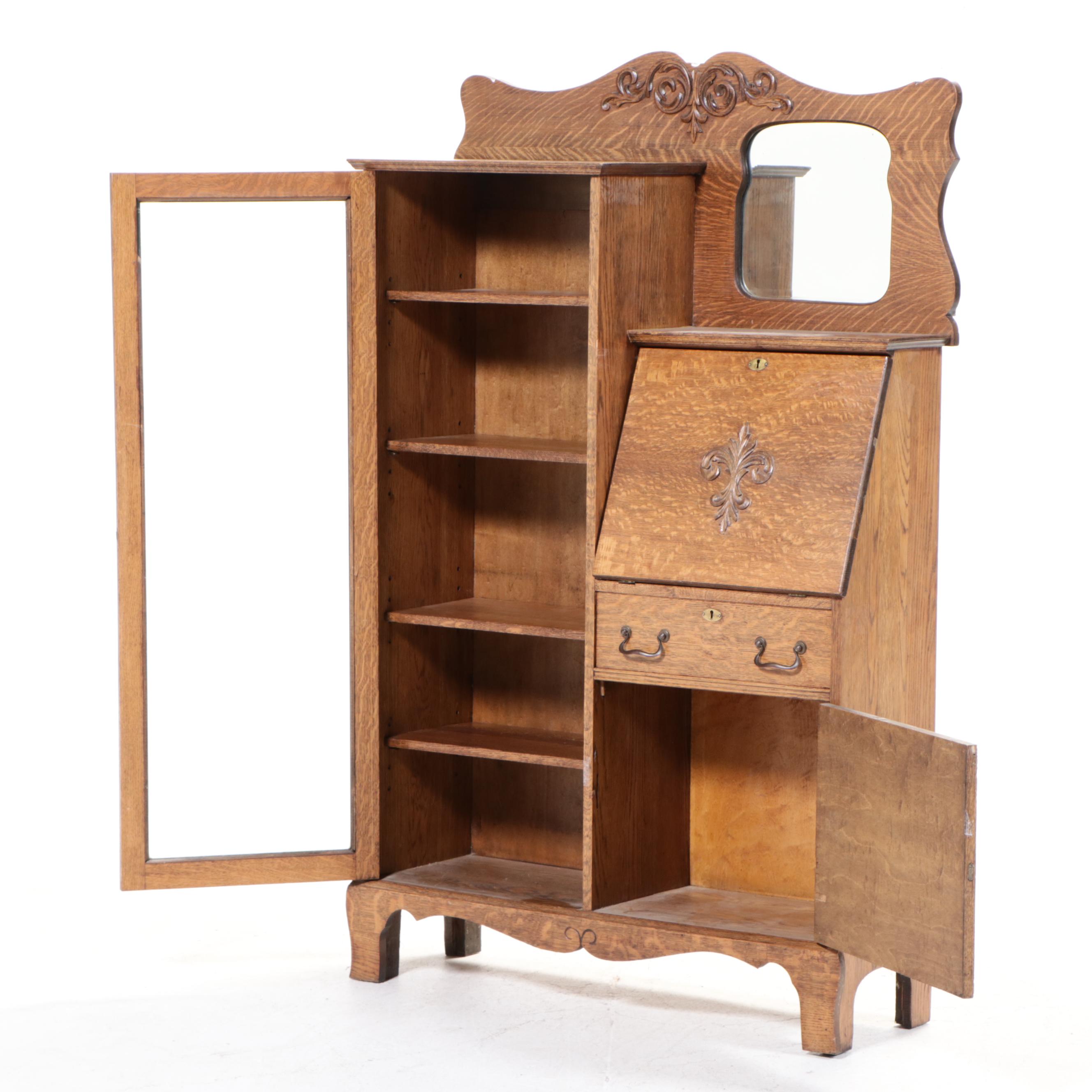 Larkin Co. Victorian Oak Side-by-Side Secretary Bookcase | Everything ...