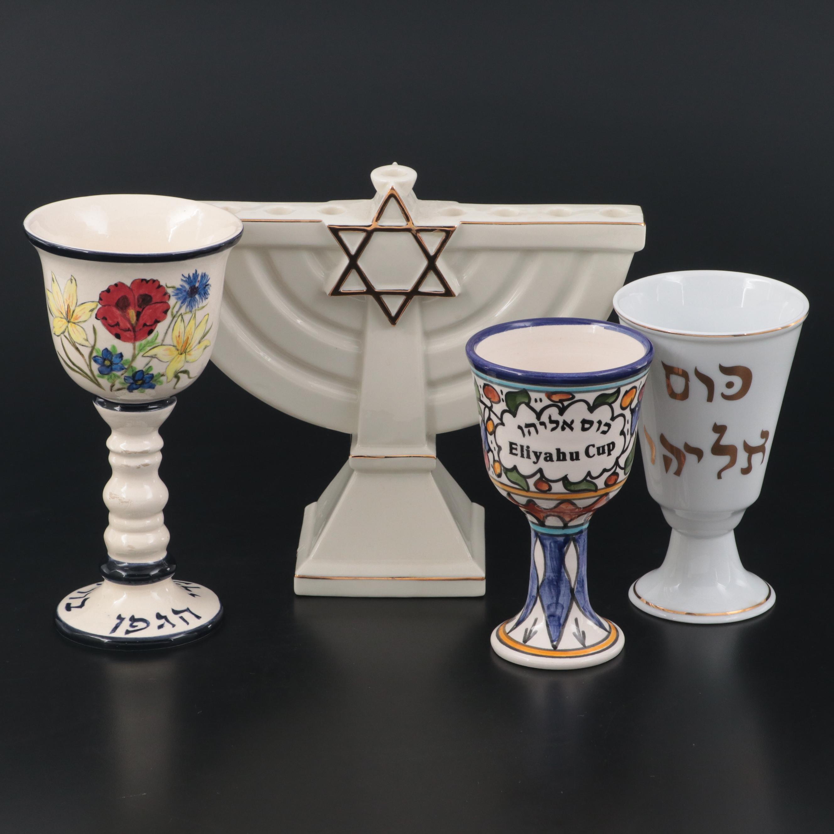 Mikasa "Holiday Elegance" Ceramic Menorah with Cups | EBTH
