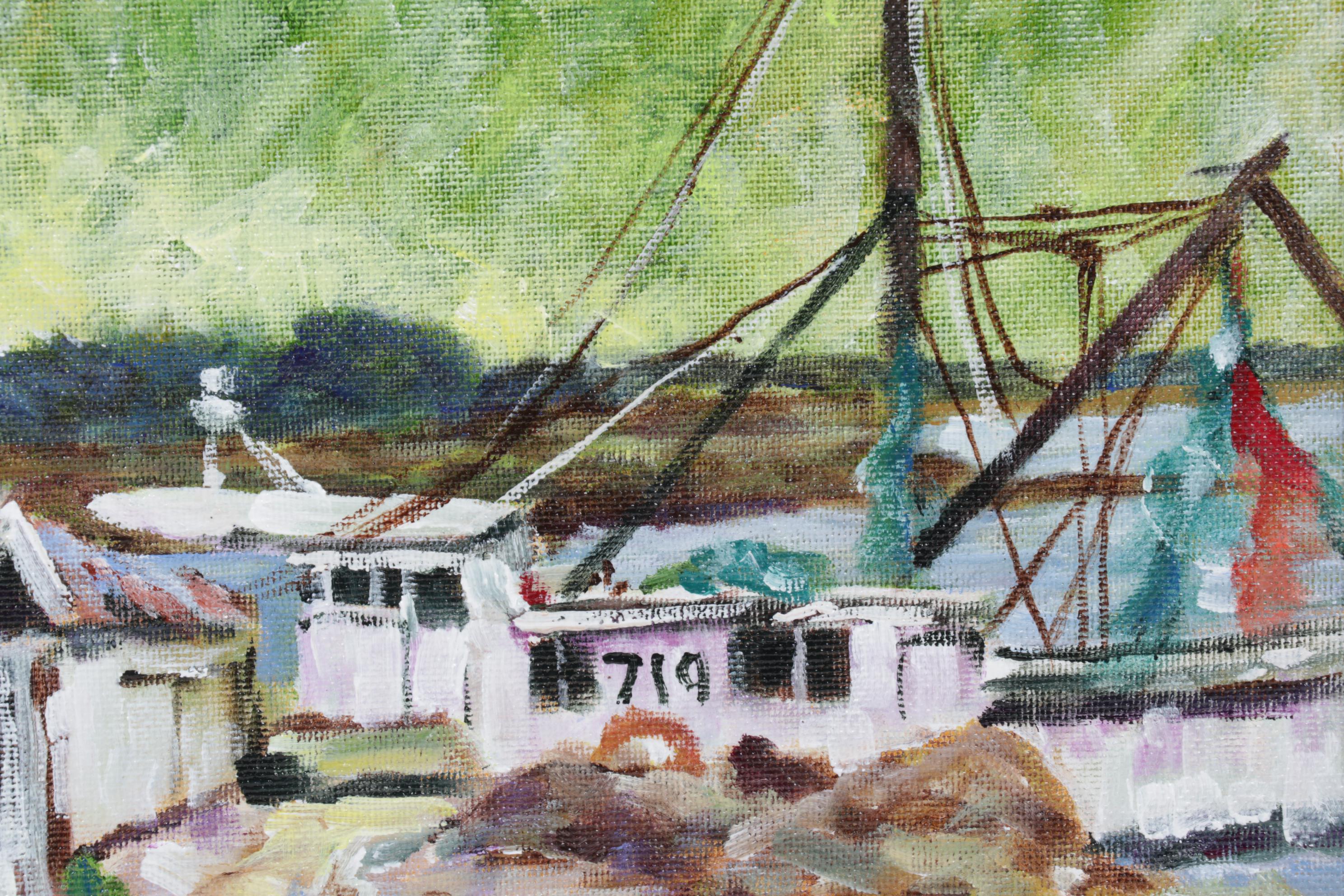 Terry Pulley Acrylic Painting of Dockside Fish Market, 21st Century | EBTH