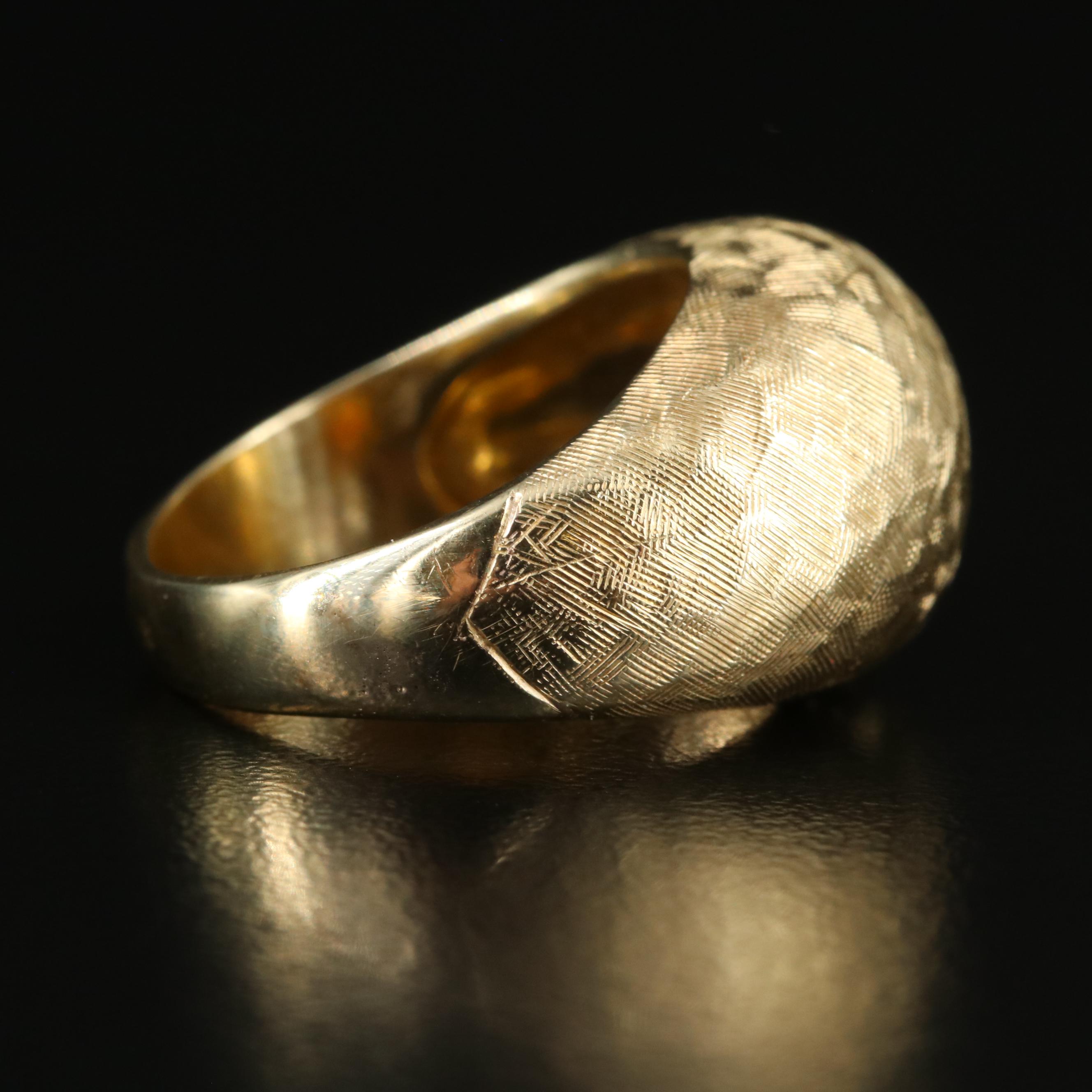 14K Dome Ring with Florentine Finish | EBTH