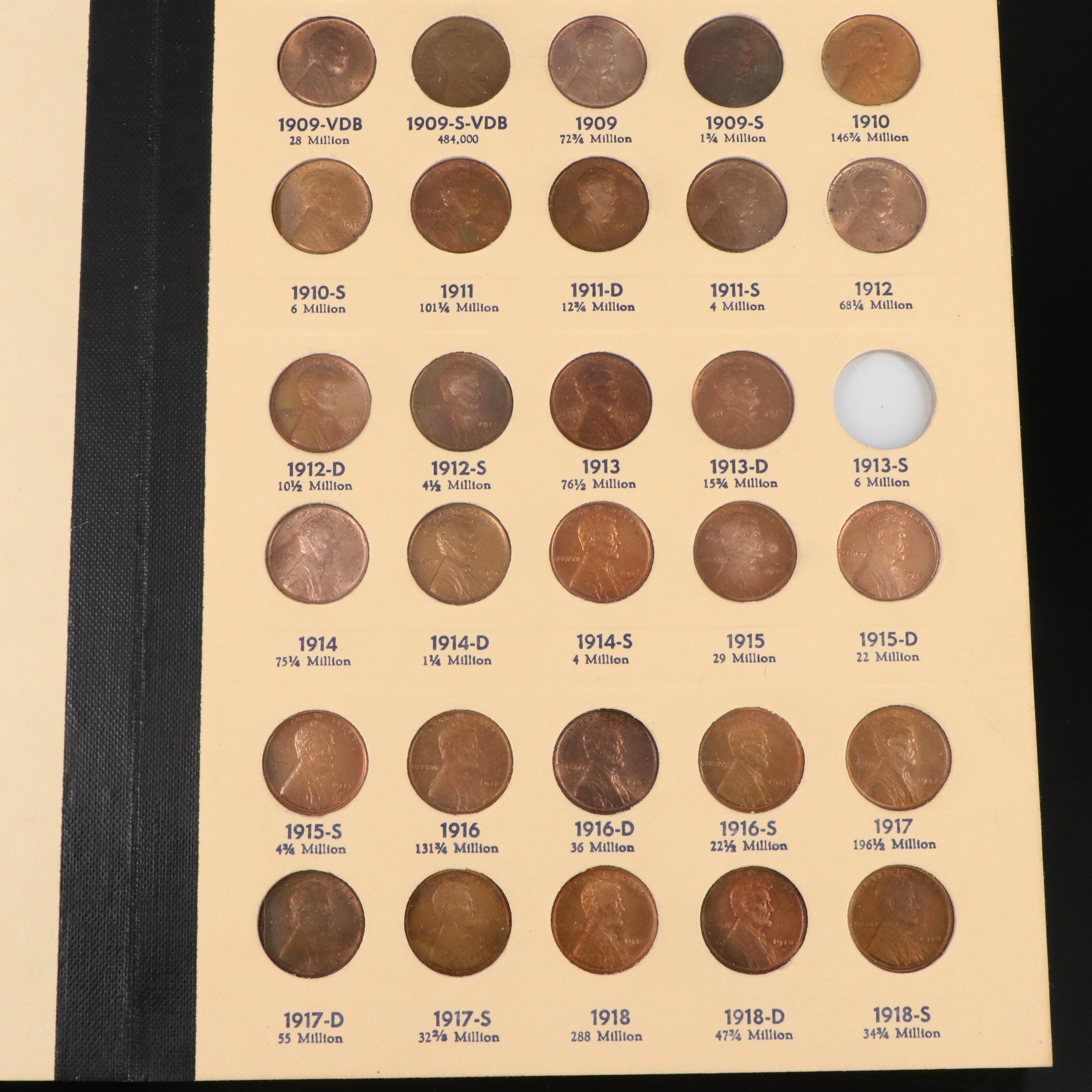 Nearly Complete Lincoln Cent Collection from 1909-1964 Including Key ...