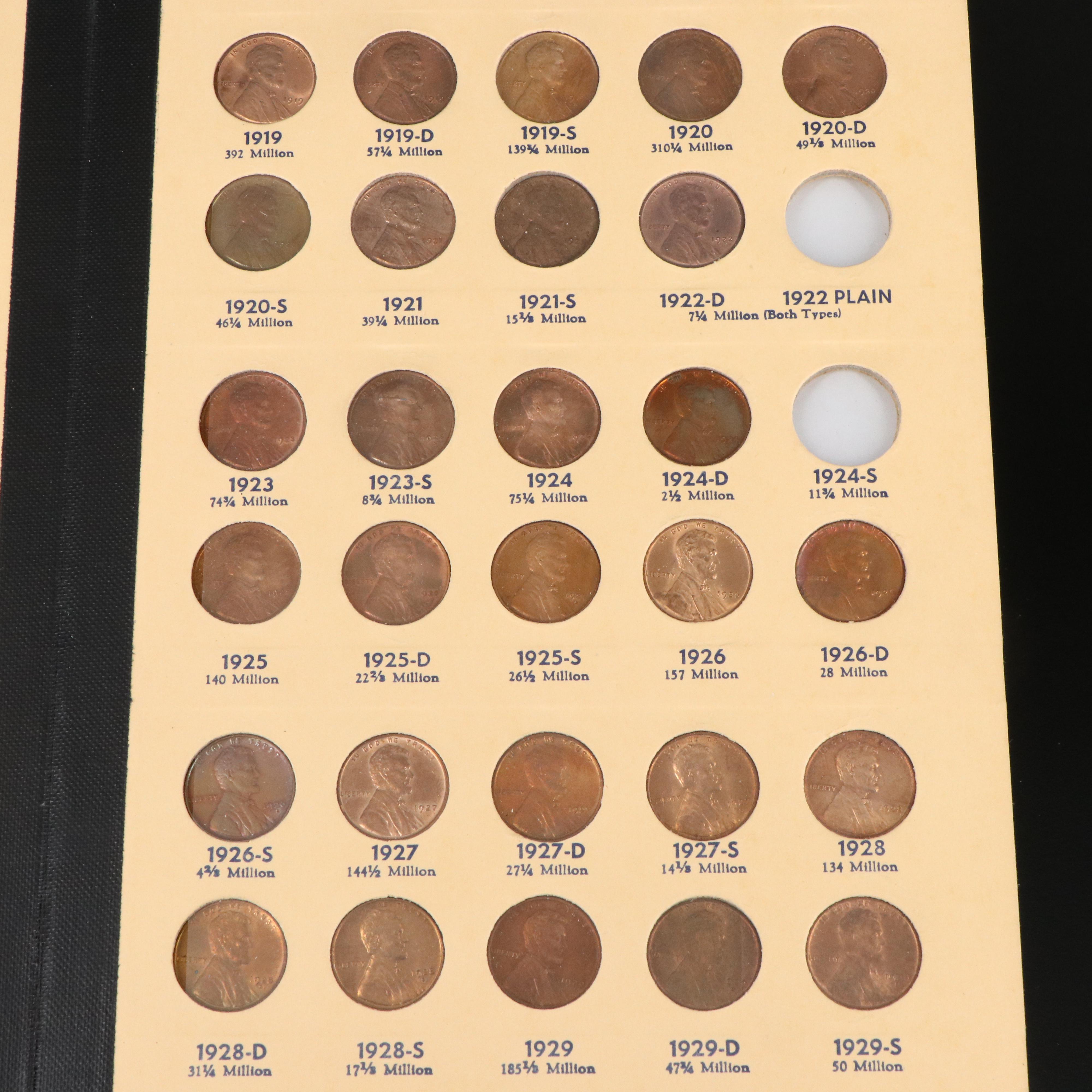 Nearly Complete Lincoln Cent Collection from 1909-1964 Including Key ...