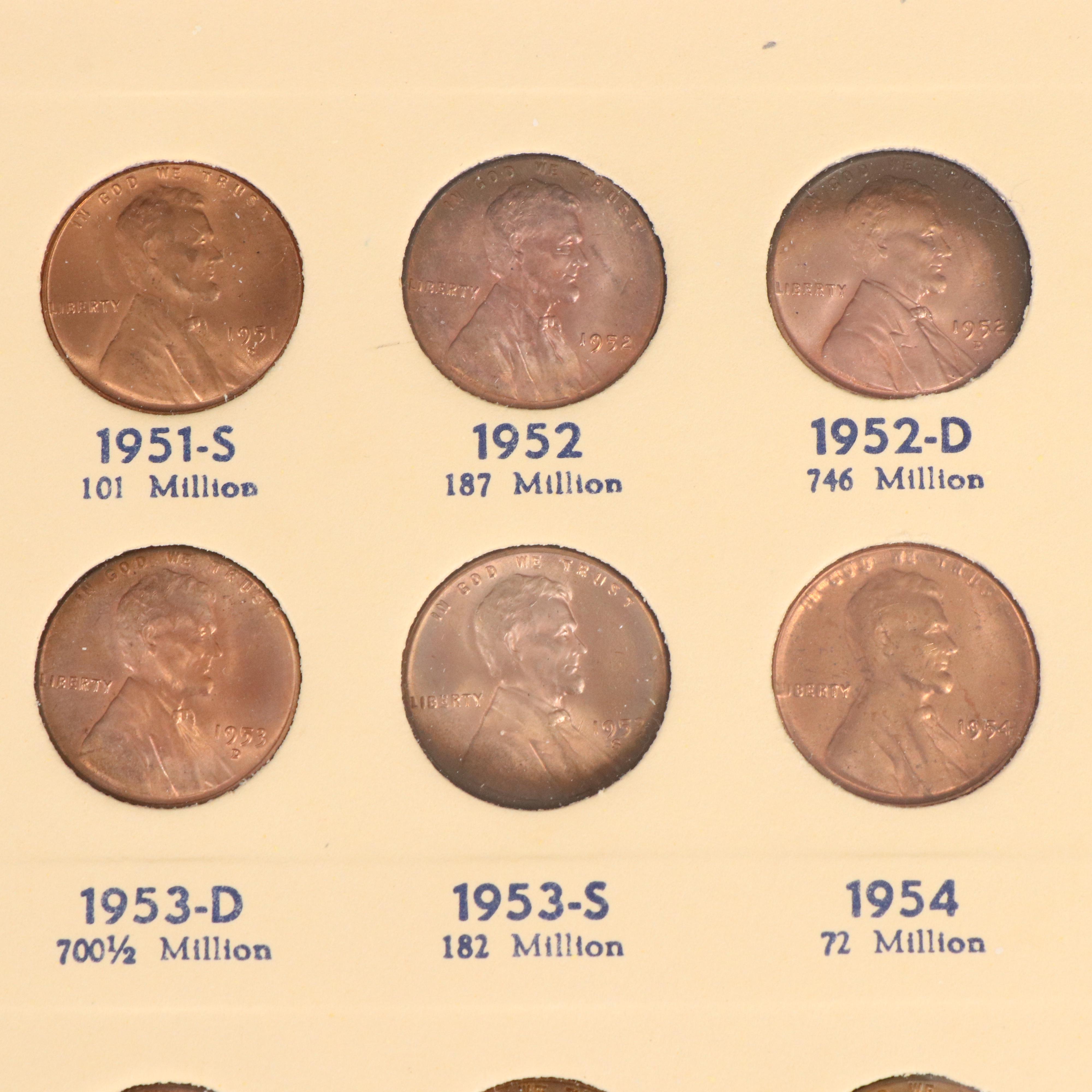 Nearly Complete Lincoln Cent Collection from 1909-1964 Including Key ...
