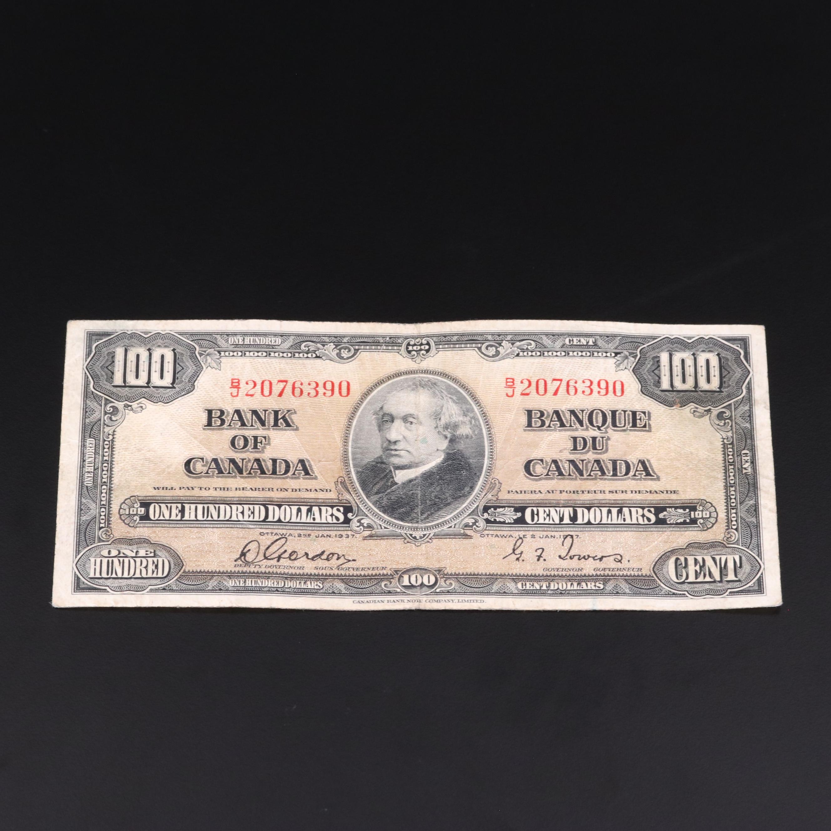 1937 Canada $100 Bank Note | EBTH