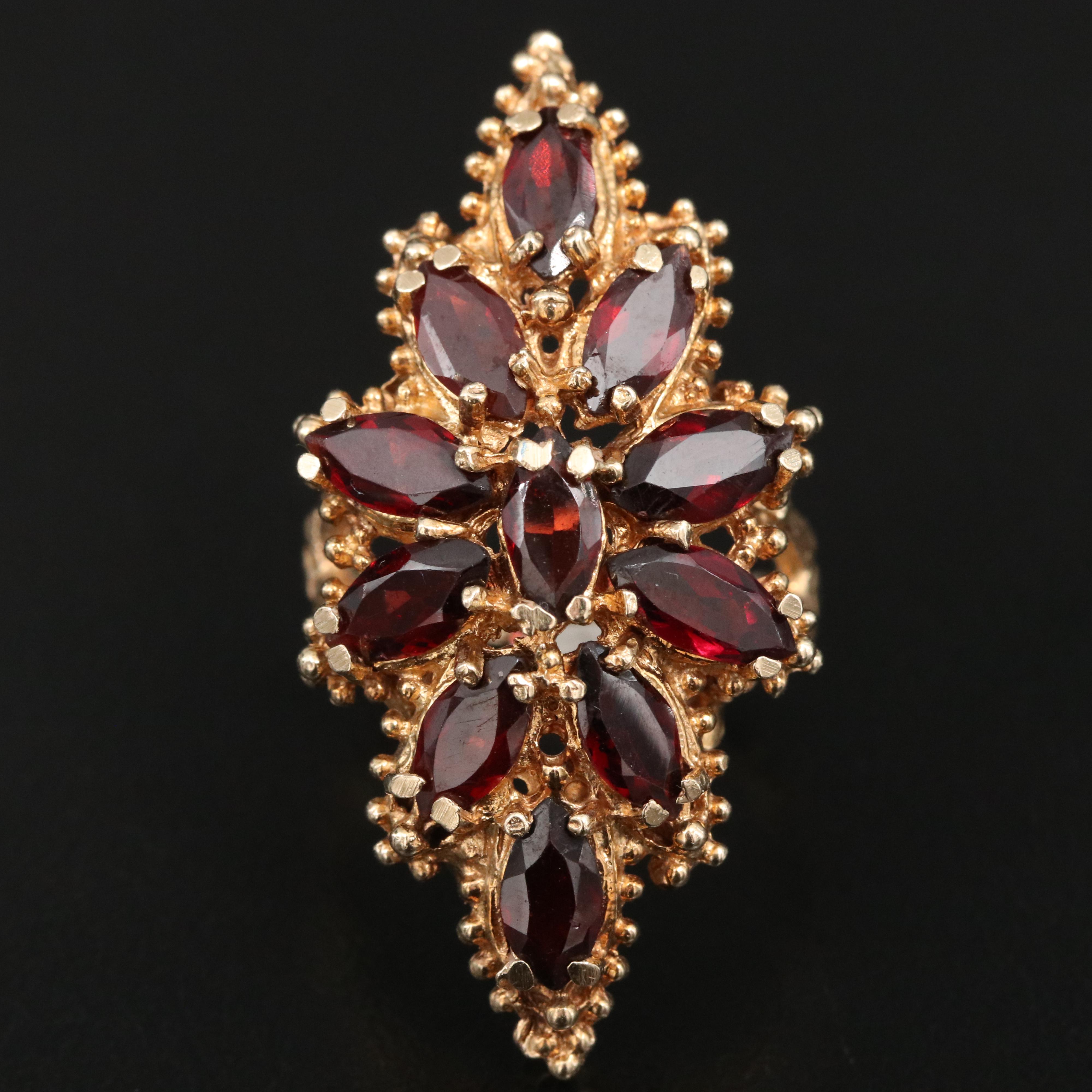 14K Garnet Navette Cluster Ring | EBTH