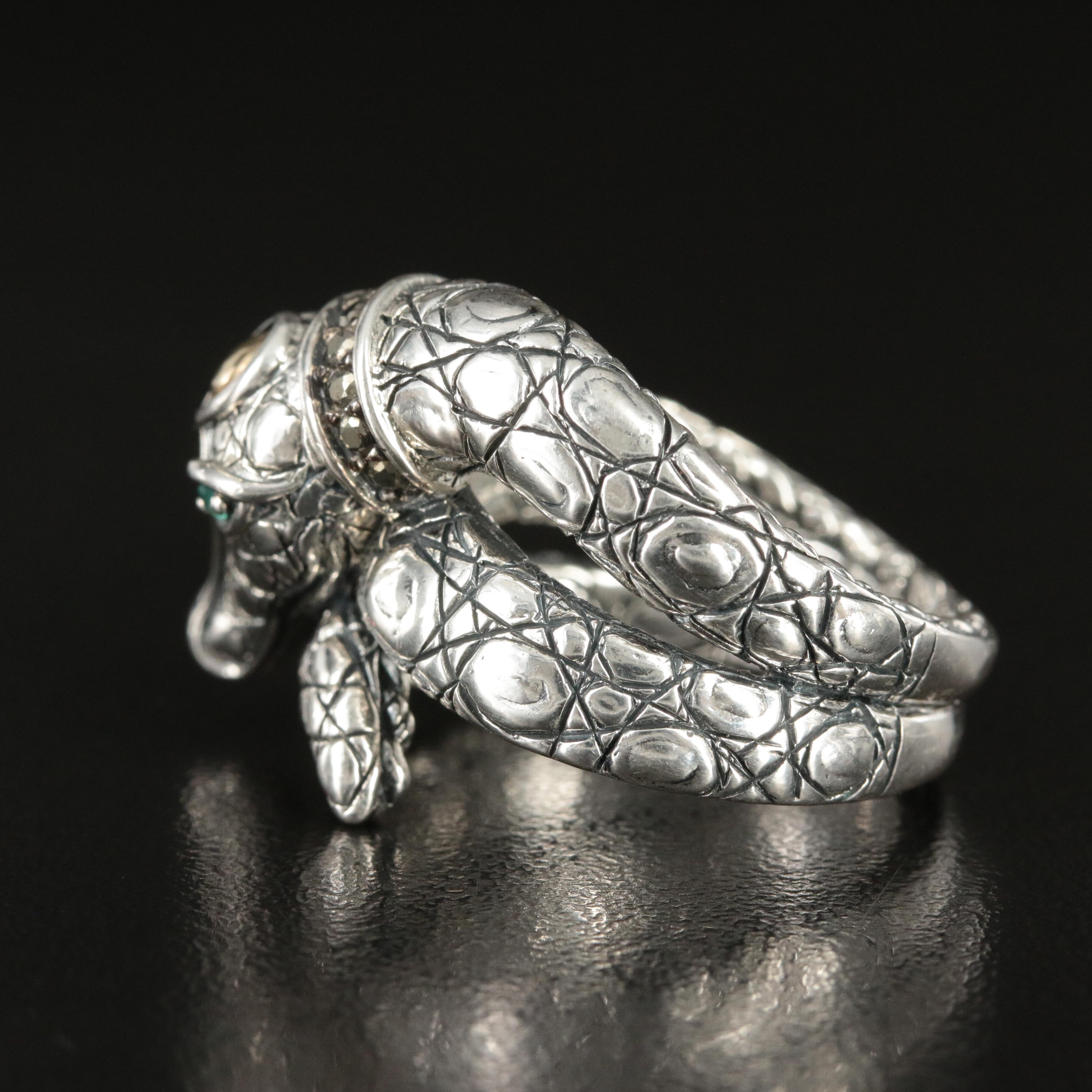 JAI John Hardy Sterling Crocodile Ring with Chalcedony and 14K Accents ...