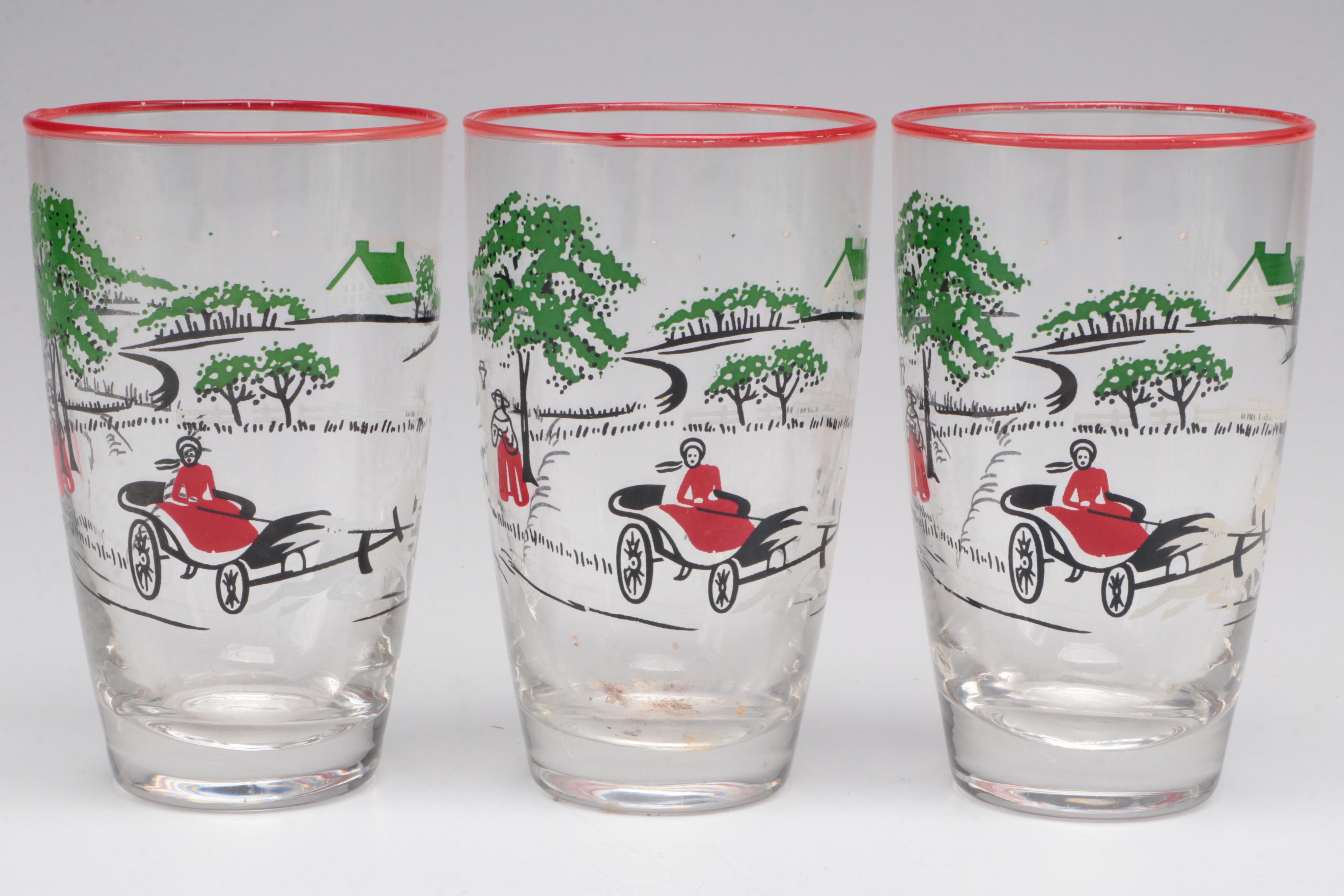 Libbey "Currier & Ives" Highball Glasses, Mid to Late 20th Century | EBTH