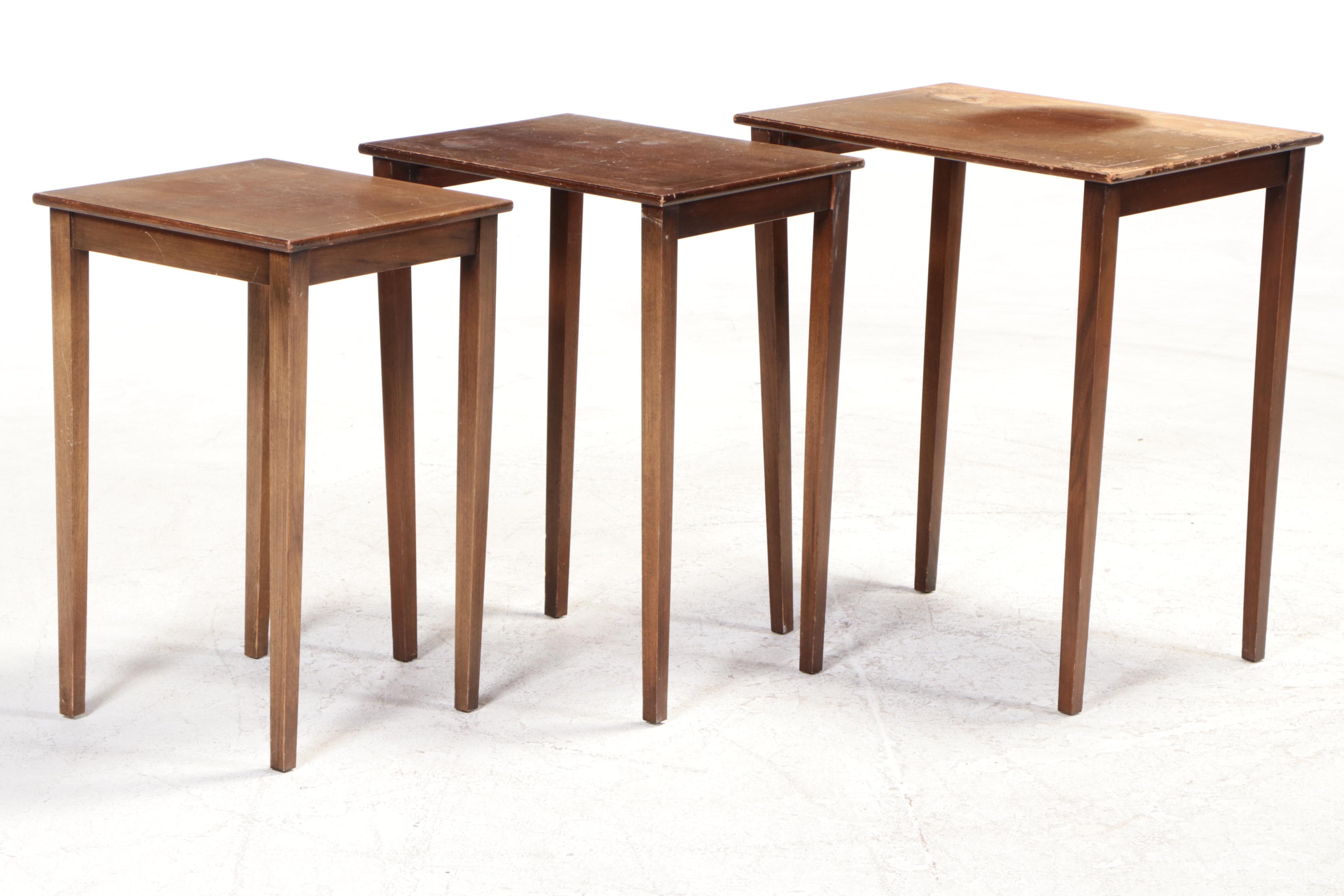 Three Schott Furniture Federal Style Mahogany and String-Inlaid Nesting Tables | EBTH