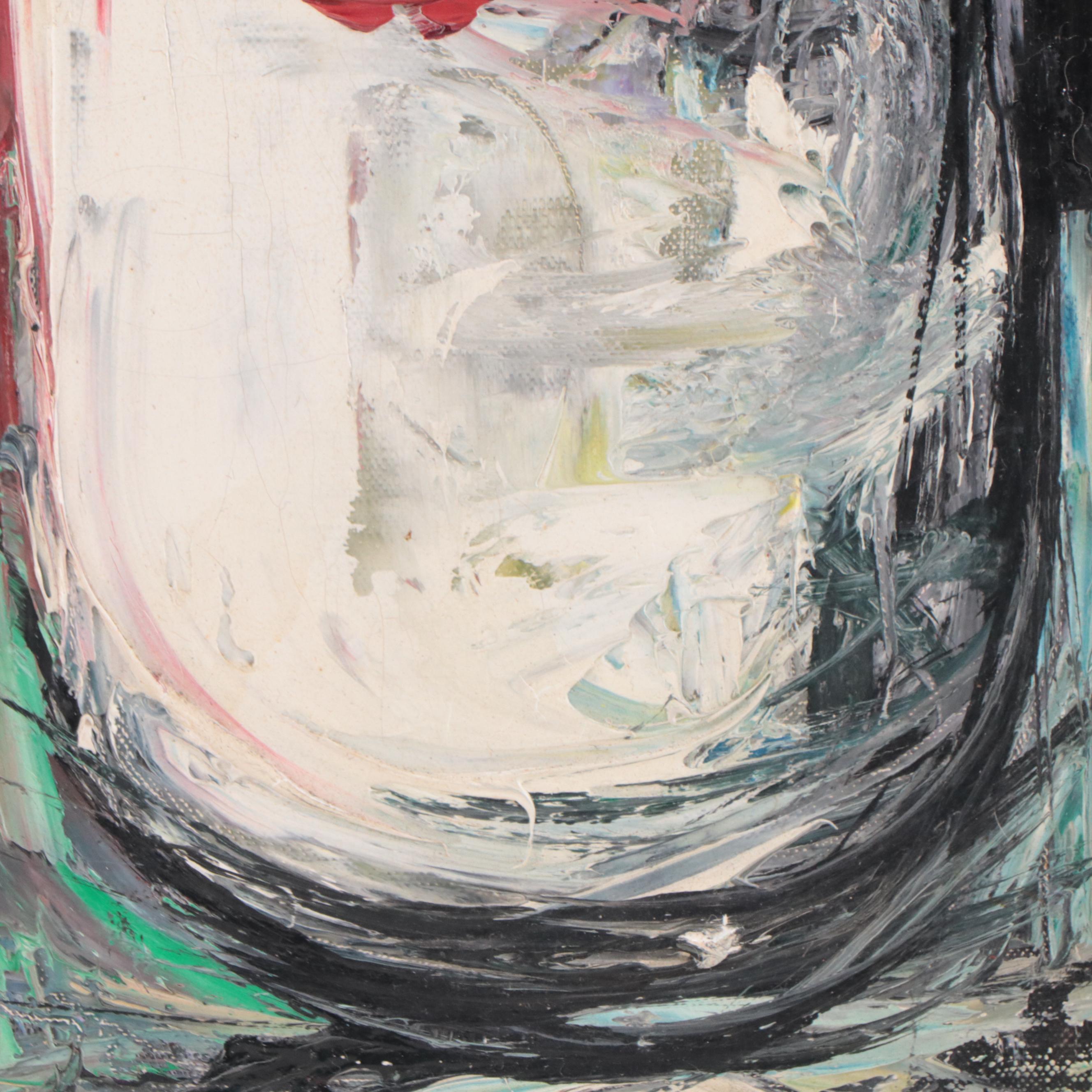 Maurice Verdier Oil Painting of Floral Still Life "Pavot Fond Rouge ...