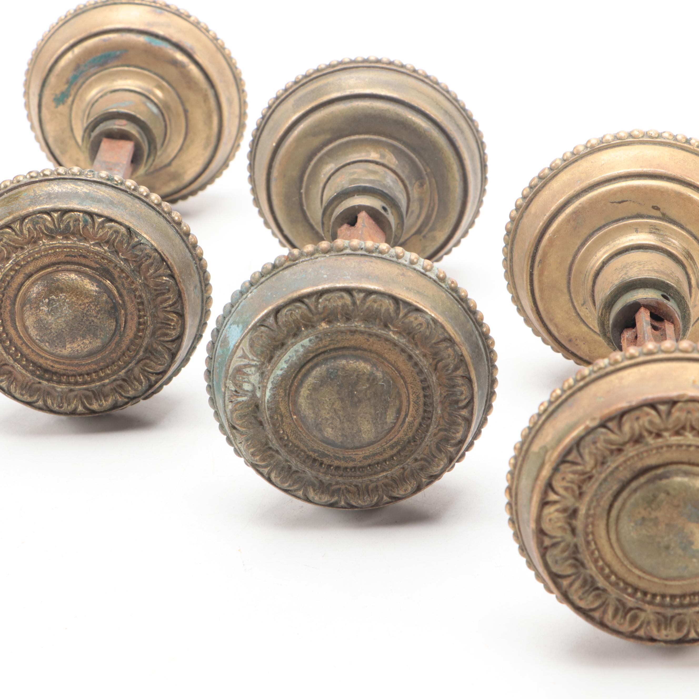 Three Victorian Molded Brass Door Knob Sets, Late 19th Century | EBTH