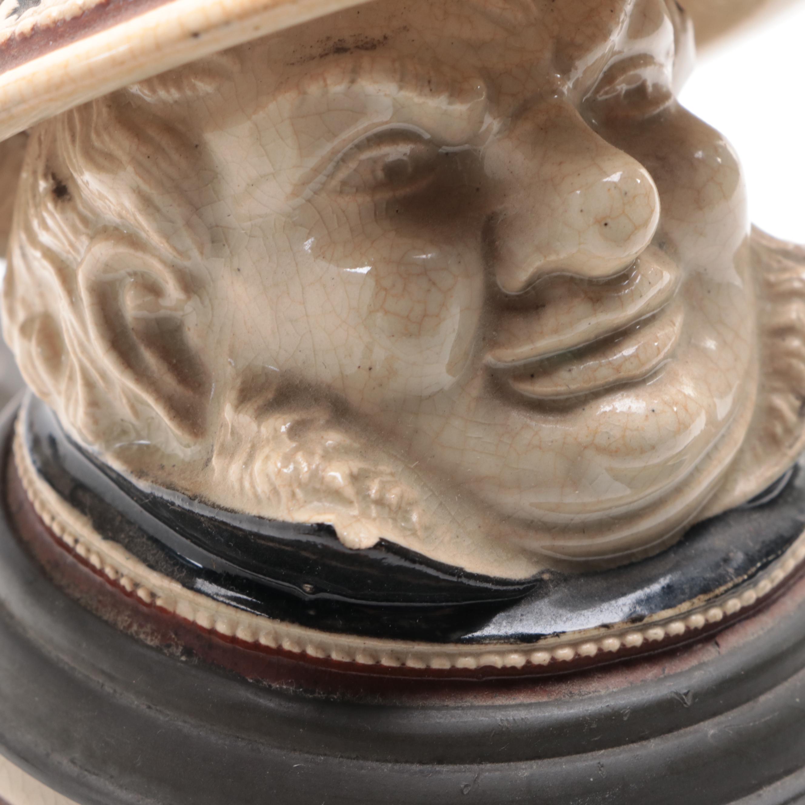 "Funnel Man" Stoneware Beer Stein with Brewer's Star, Late 19th/Early ...