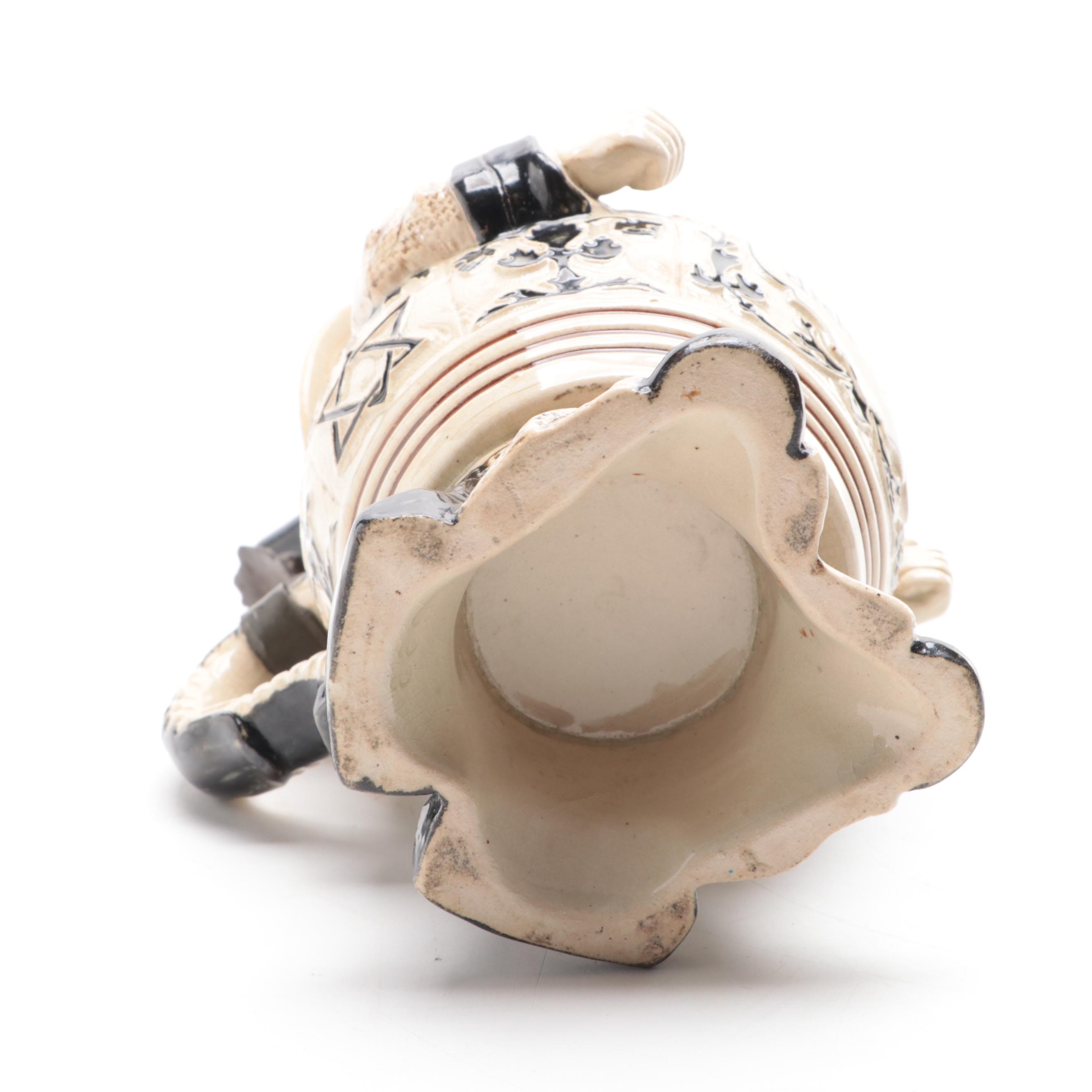 "Funnel Man" Stoneware Beer Stein with Brewer's Star, Late 19th/Early ...