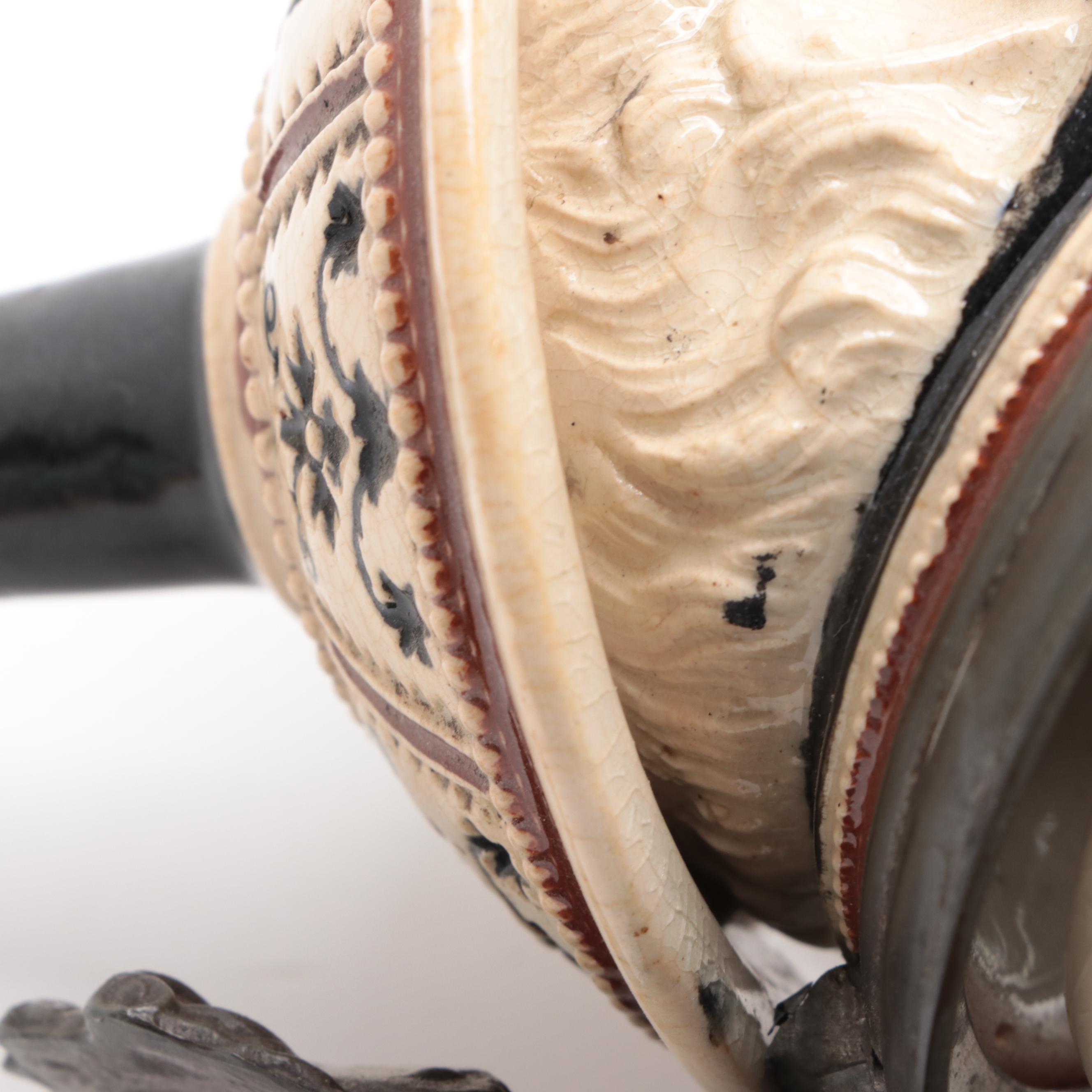 "Funnel Man" Stoneware Beer Stein with Brewer's Star, Late 19th/Early ...