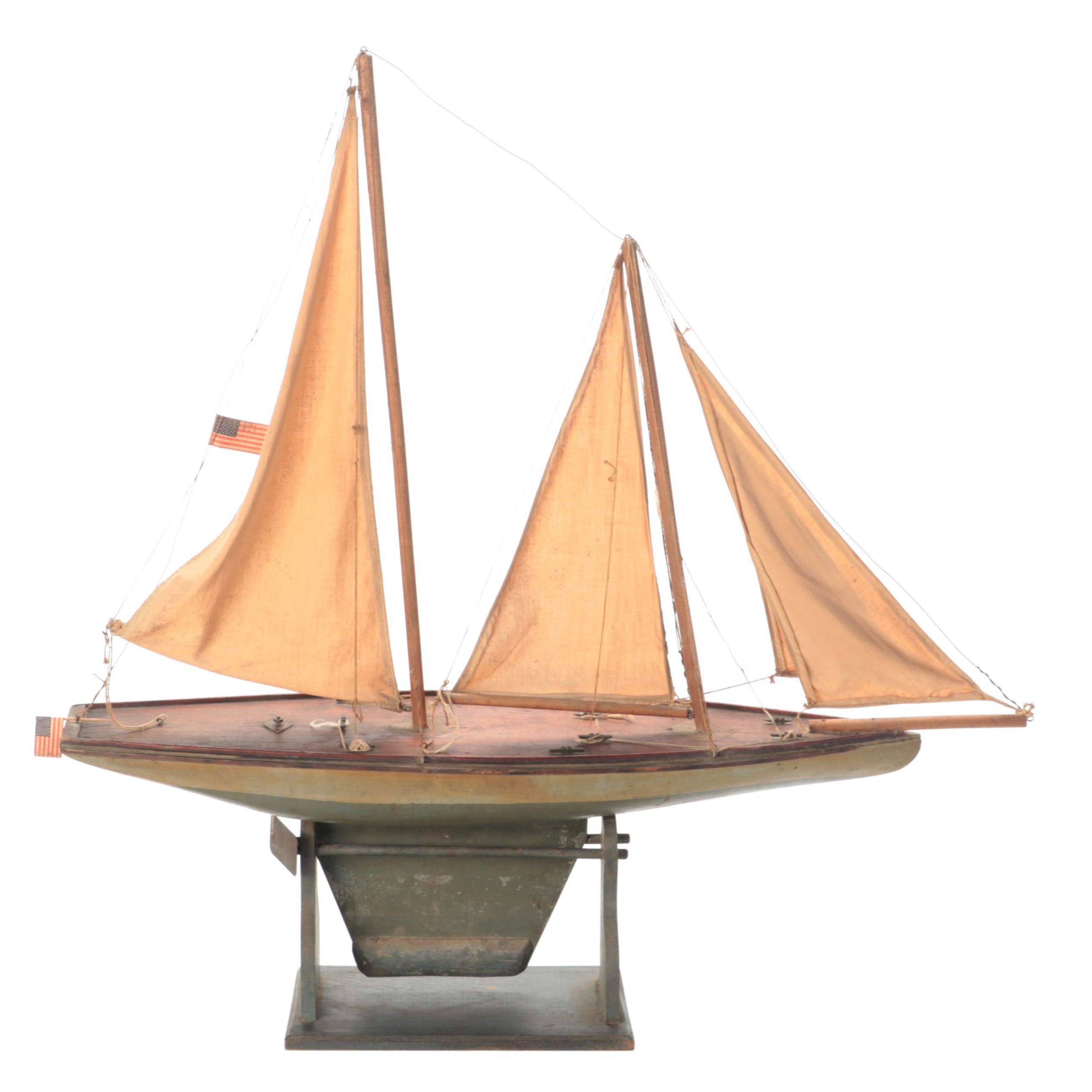 Camp Calumet Wooden Model Yacht with Painted Wood Stand | Everything ...