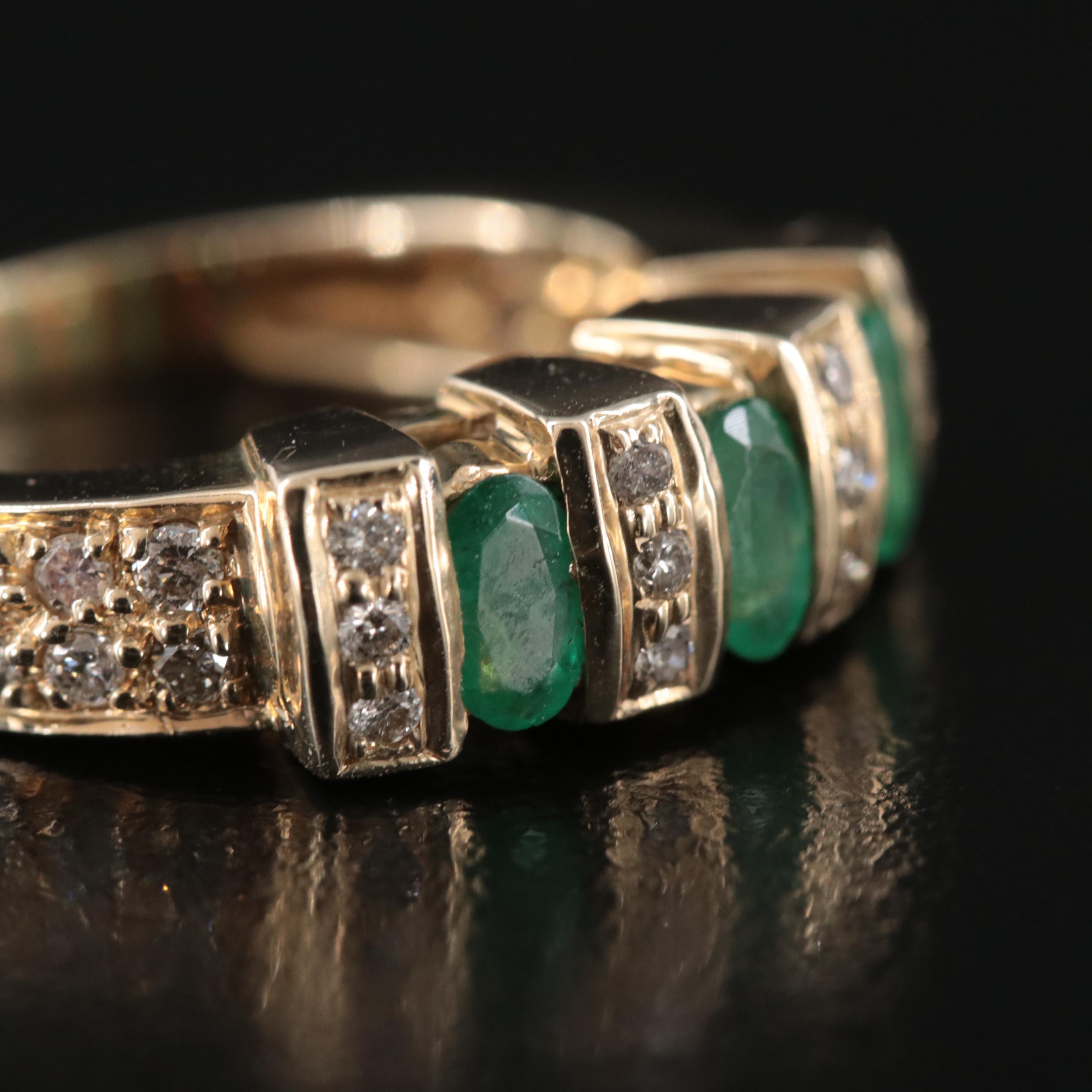 10K Emerald and Diamond Ring | EBTH