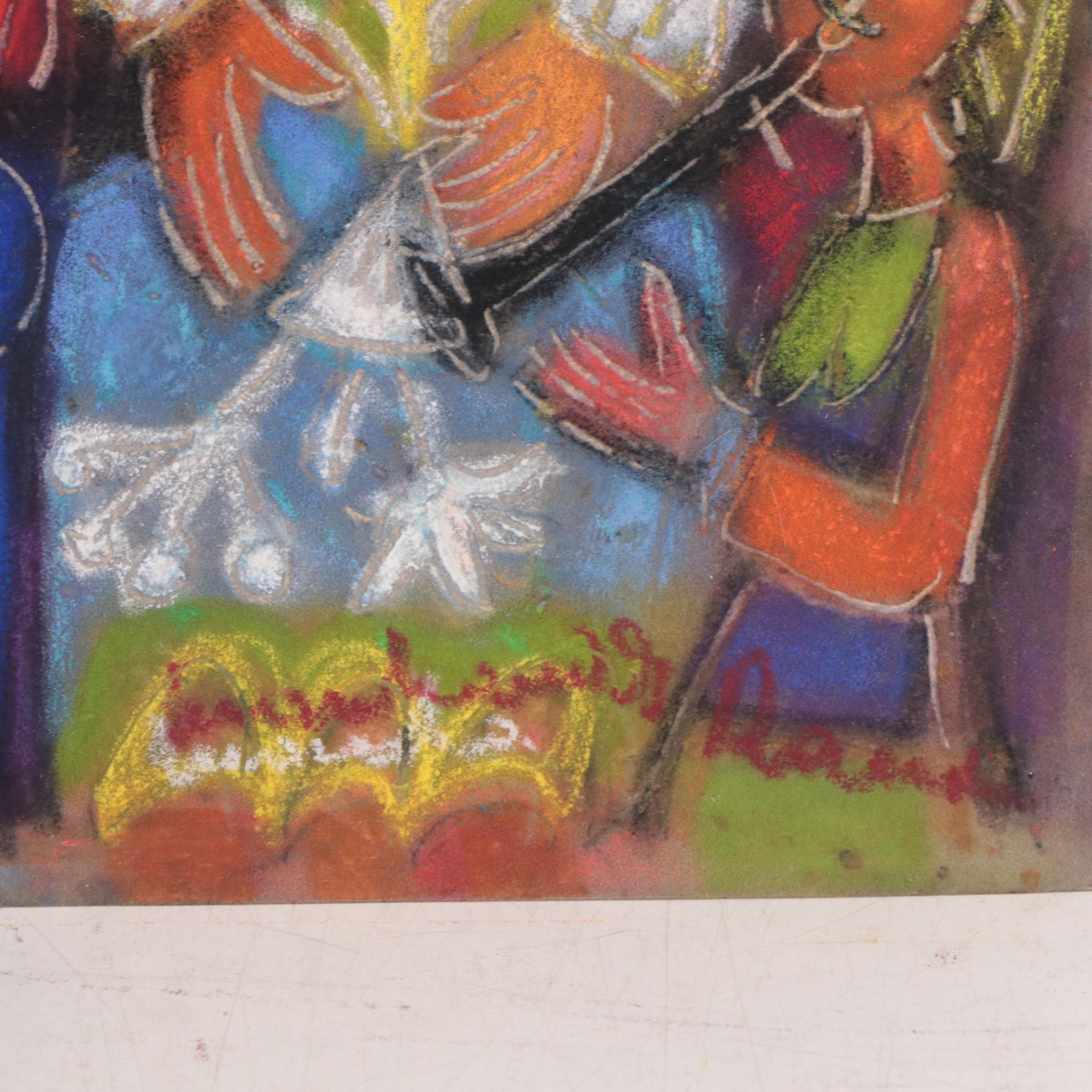 Louis Marchand Des Raux Whimsical Figurative Pastel Drawing | EBTH