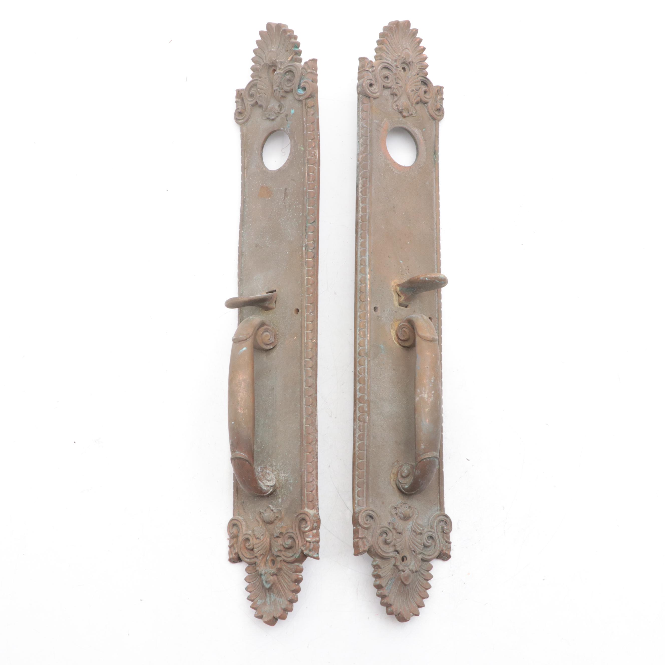 Victorian Cast Bronze Door Lock Back Plates with Handles | EBTH