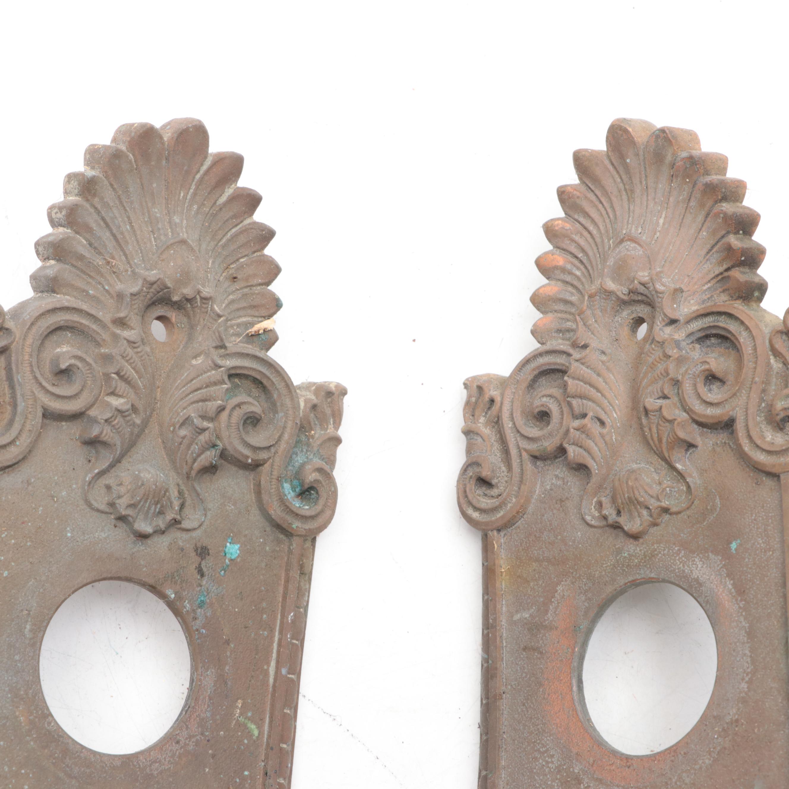 Victorian Cast Bronze Door Lock Back Plates with Handles | EBTH