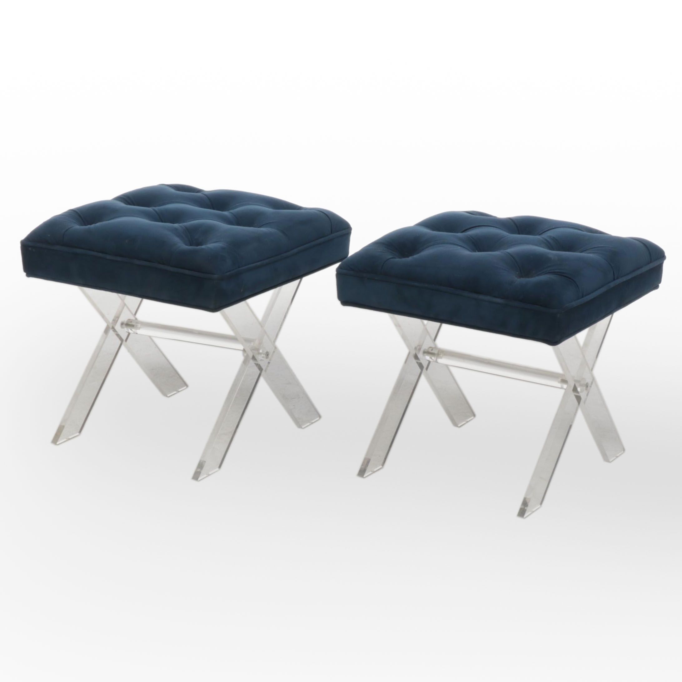 Pair of Cui Liu Designs Modernist Style Acrylic and Button-Tufted X ...