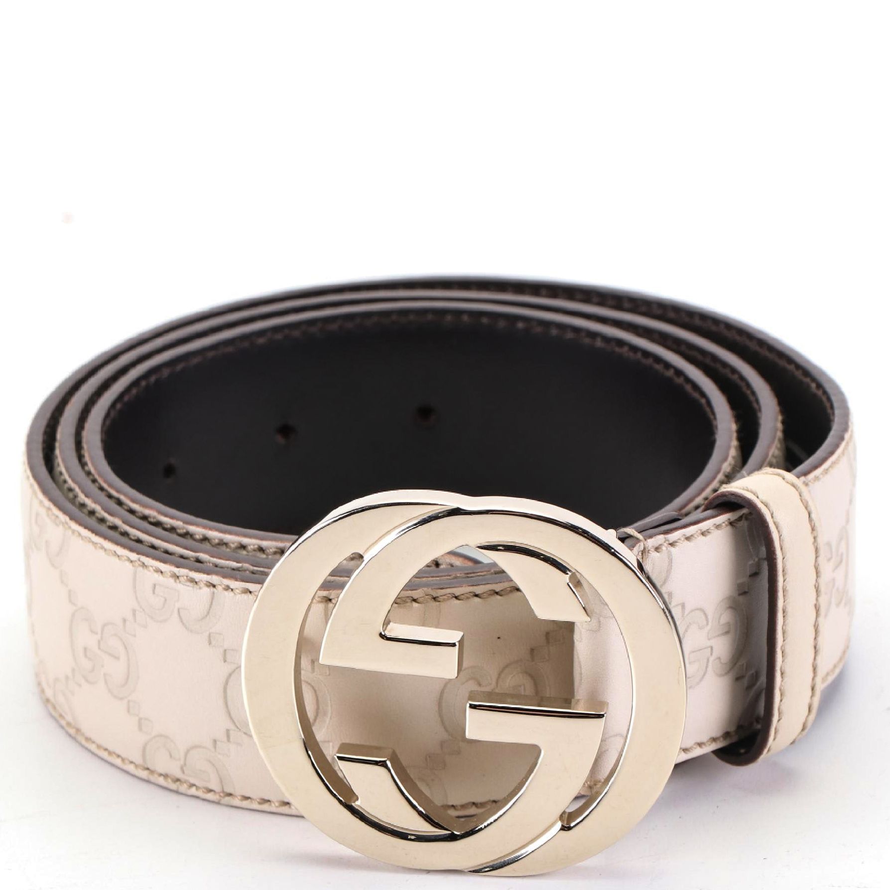 Gucci GG Monogram Guccissima Leather Belt with Interlocking GG Buckle ...