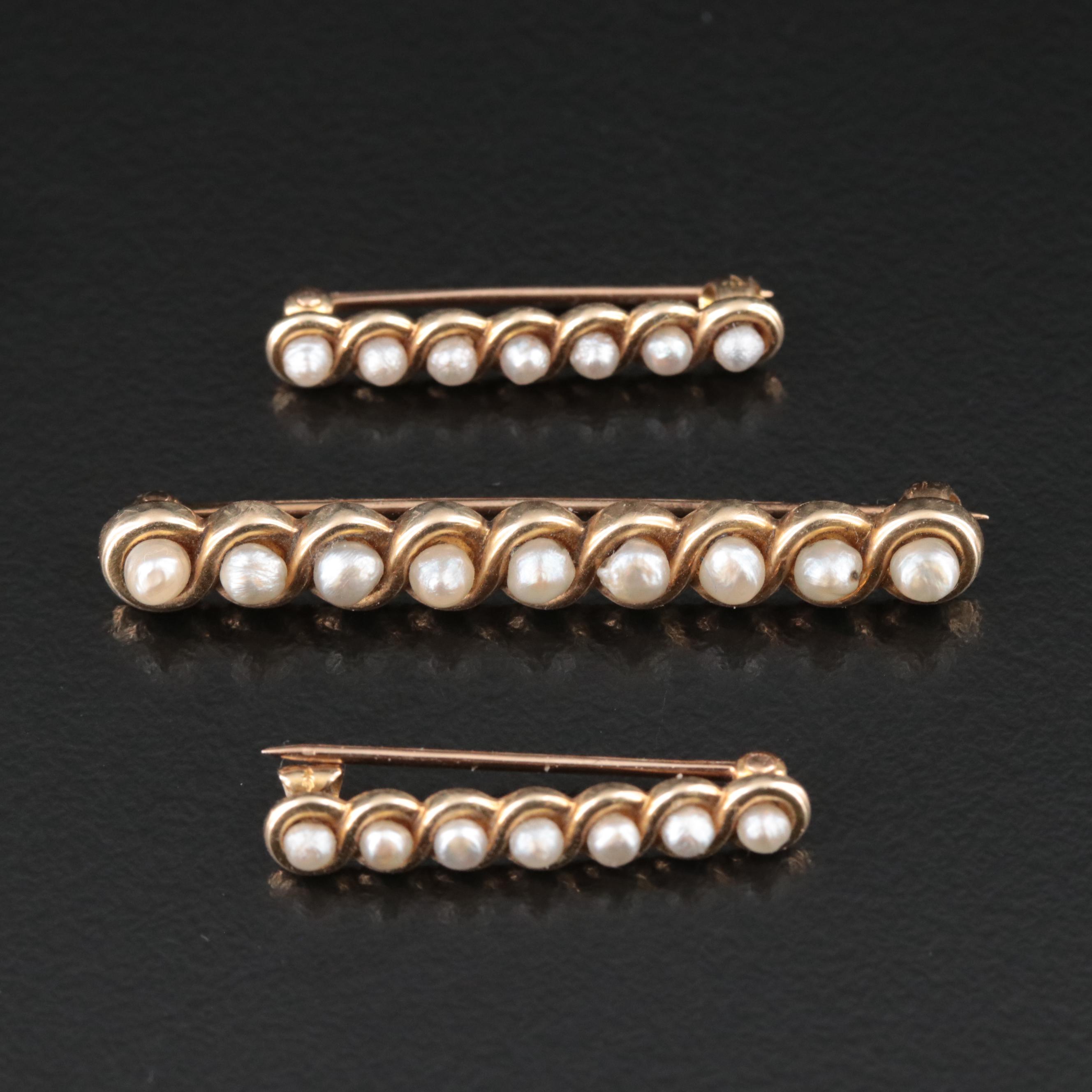 Blank & Co. 14K Seed Pearl Brooch and Lingerie Pins | EBTH