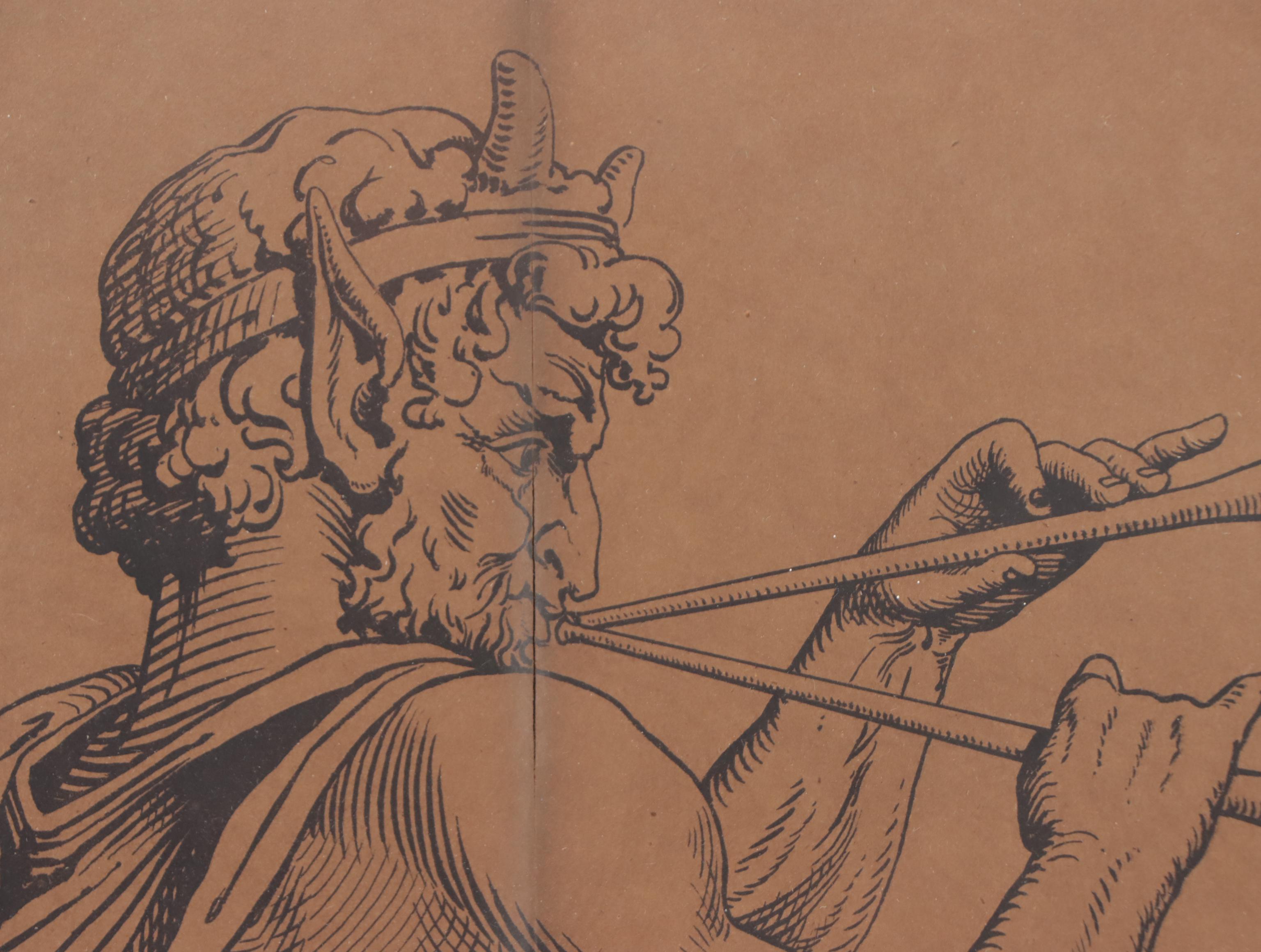 Lithograph of Satyr Playing Double Flute for "Deutsches Maler Journal ...