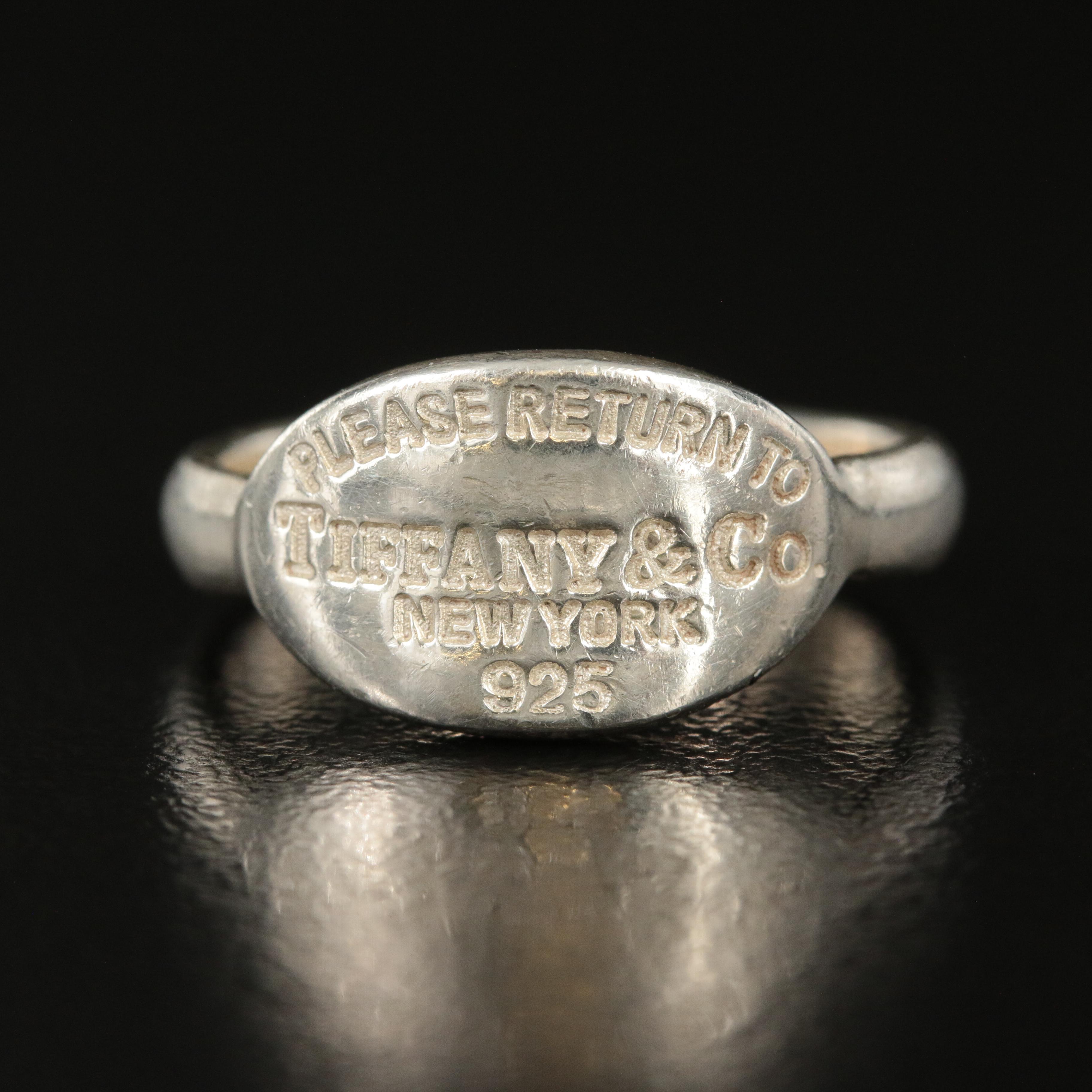 Tiffany & Co. "Return to Tiffany" Sterling Oval Tag Ring | EBTH