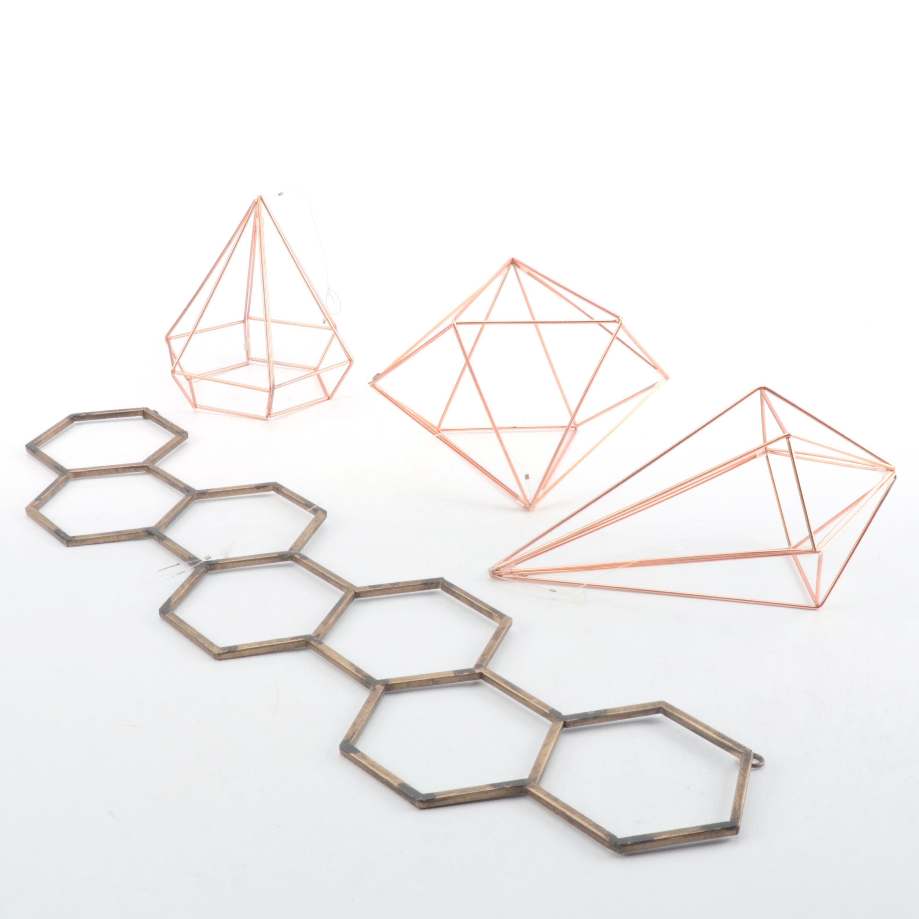 Metal Polygons with Brass Hexagonal Wall Décor | EBTH