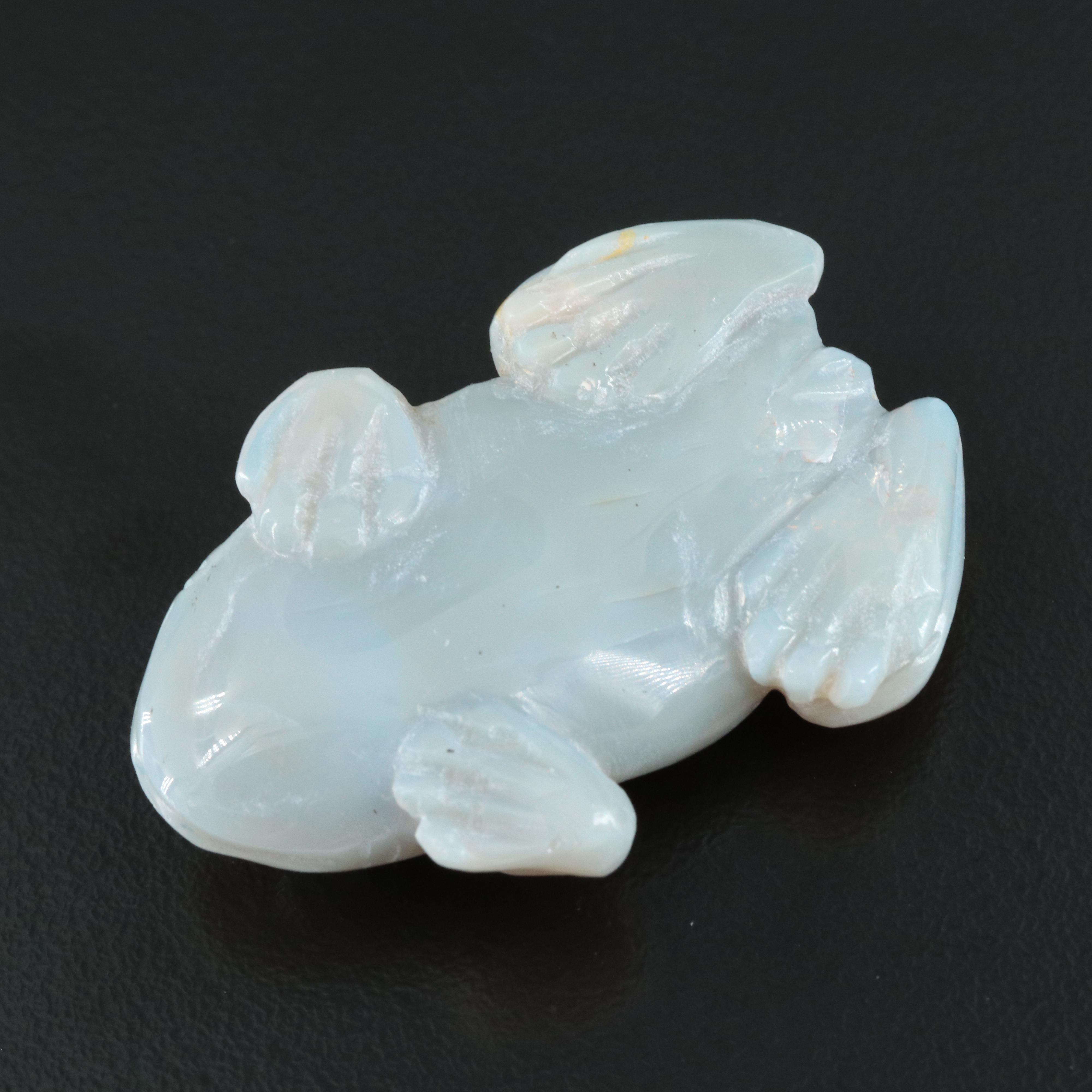 Loose Carved Common Opal Frog with Opal Eyes | EBTH