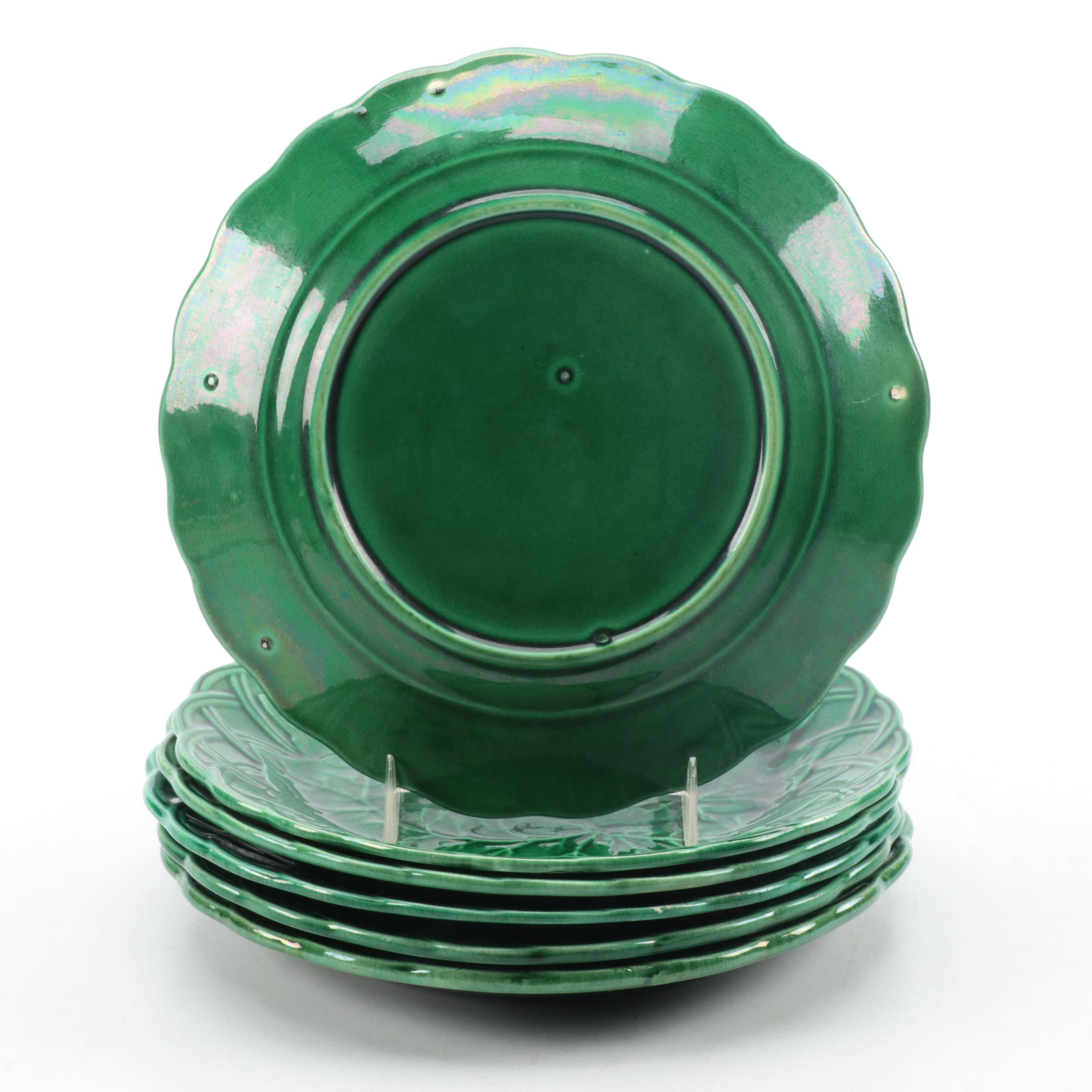 English Green Shell Edge with Majolica and Other Tableware | EBTH