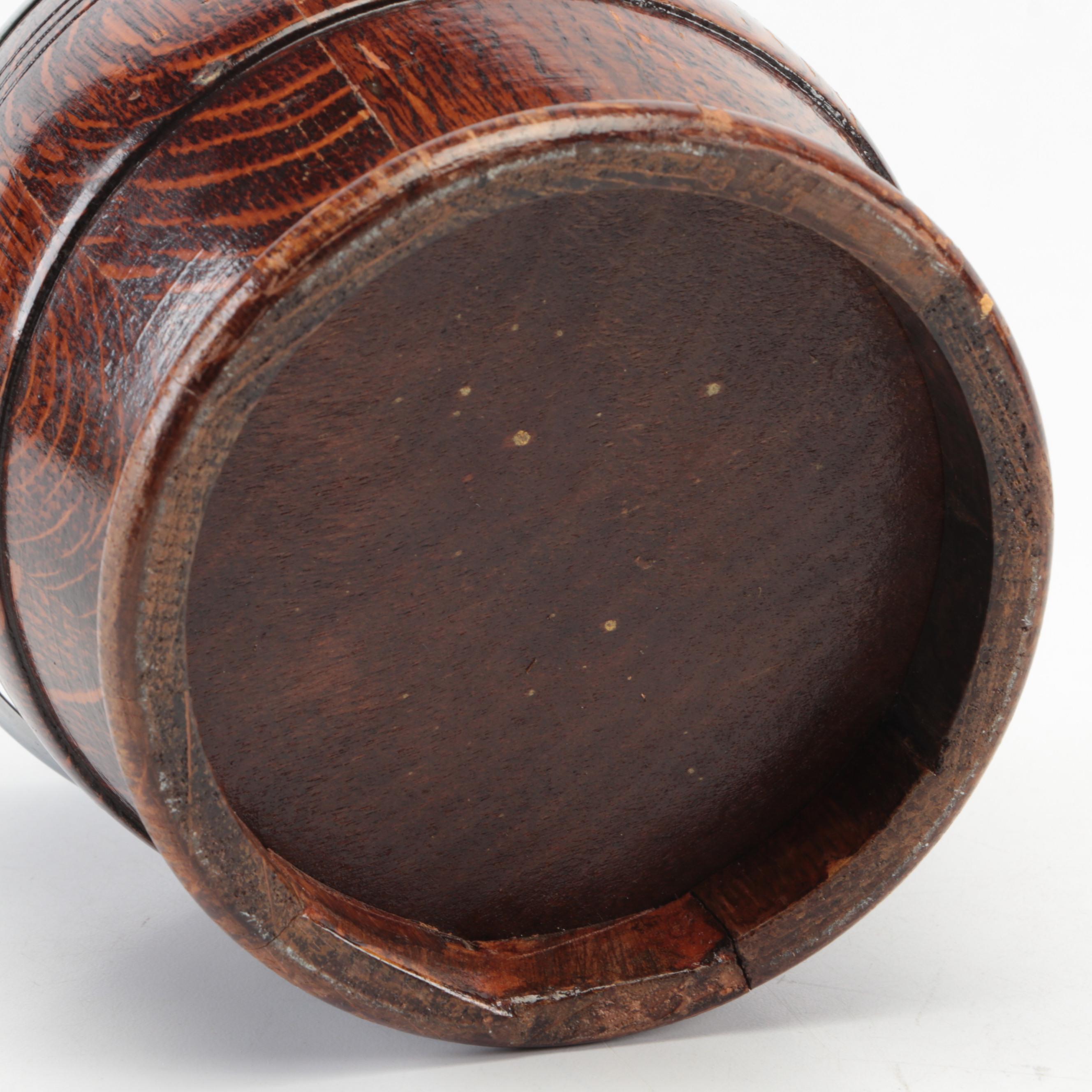 English Oak and Silver Plate Biscuit Barrel, Late 19th / Early 20th ...