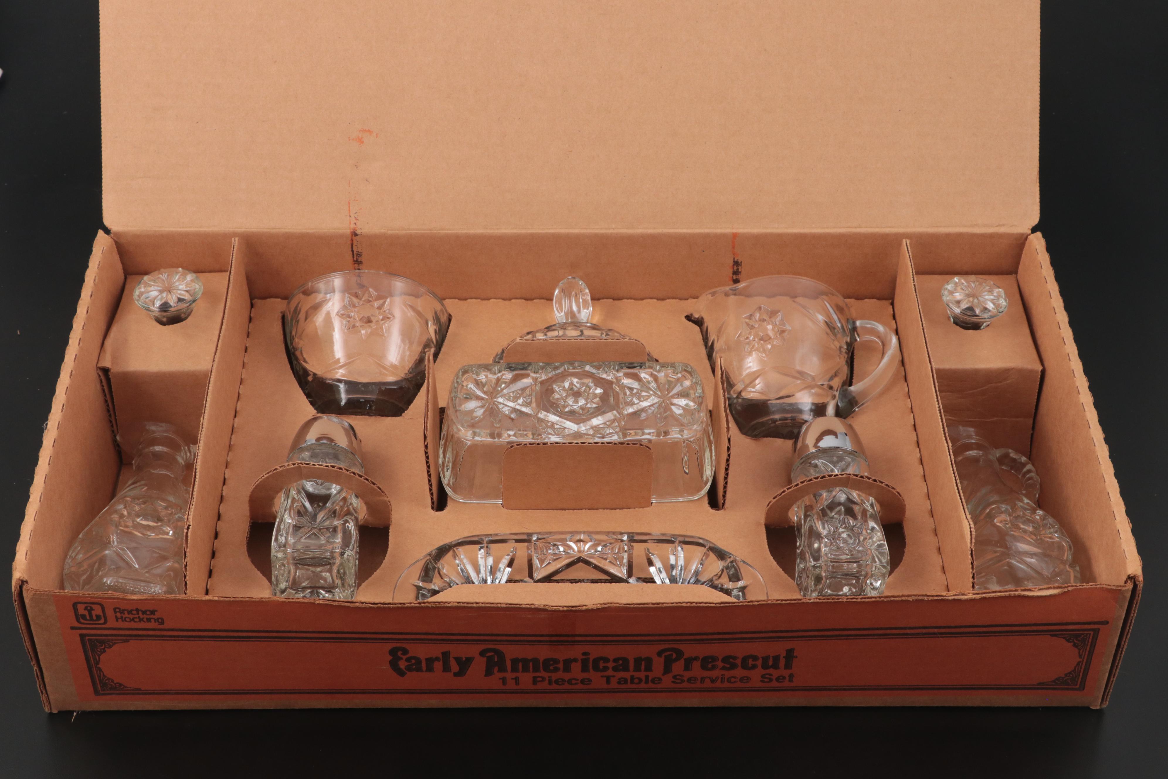 Anchor Hocking "Early American Prescut" Glass Table Accessories, Mid ...