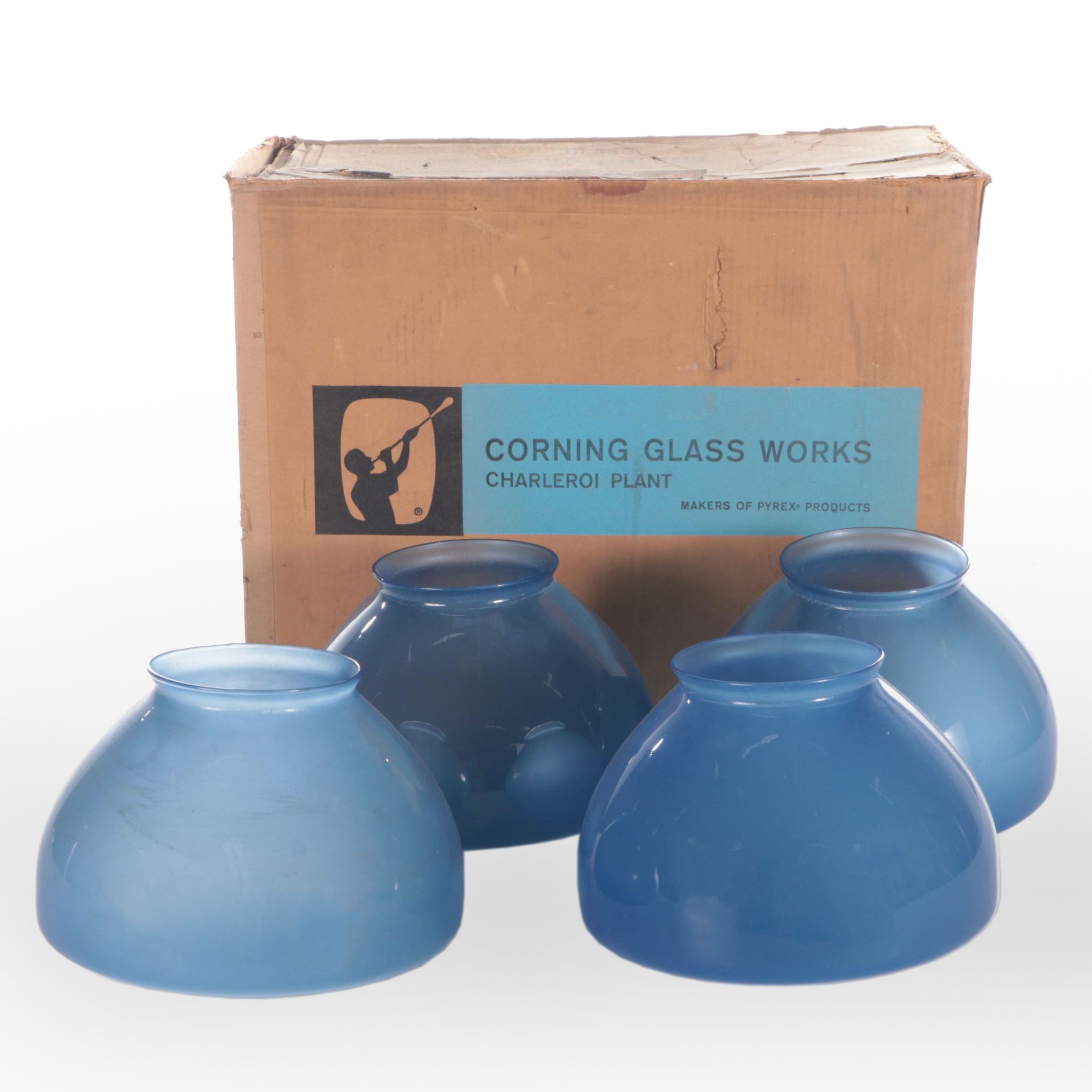 Corning Blue Glass Lamp Shades | EBTH