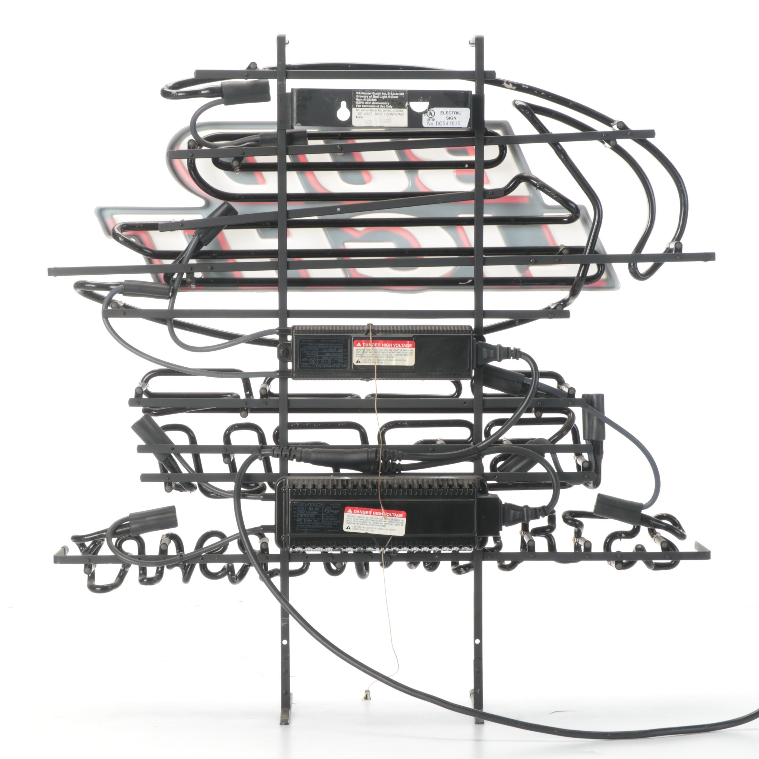 Bud Light ESPN 25th Anniversary Neon Advertising Sign, 2003 | EBTH