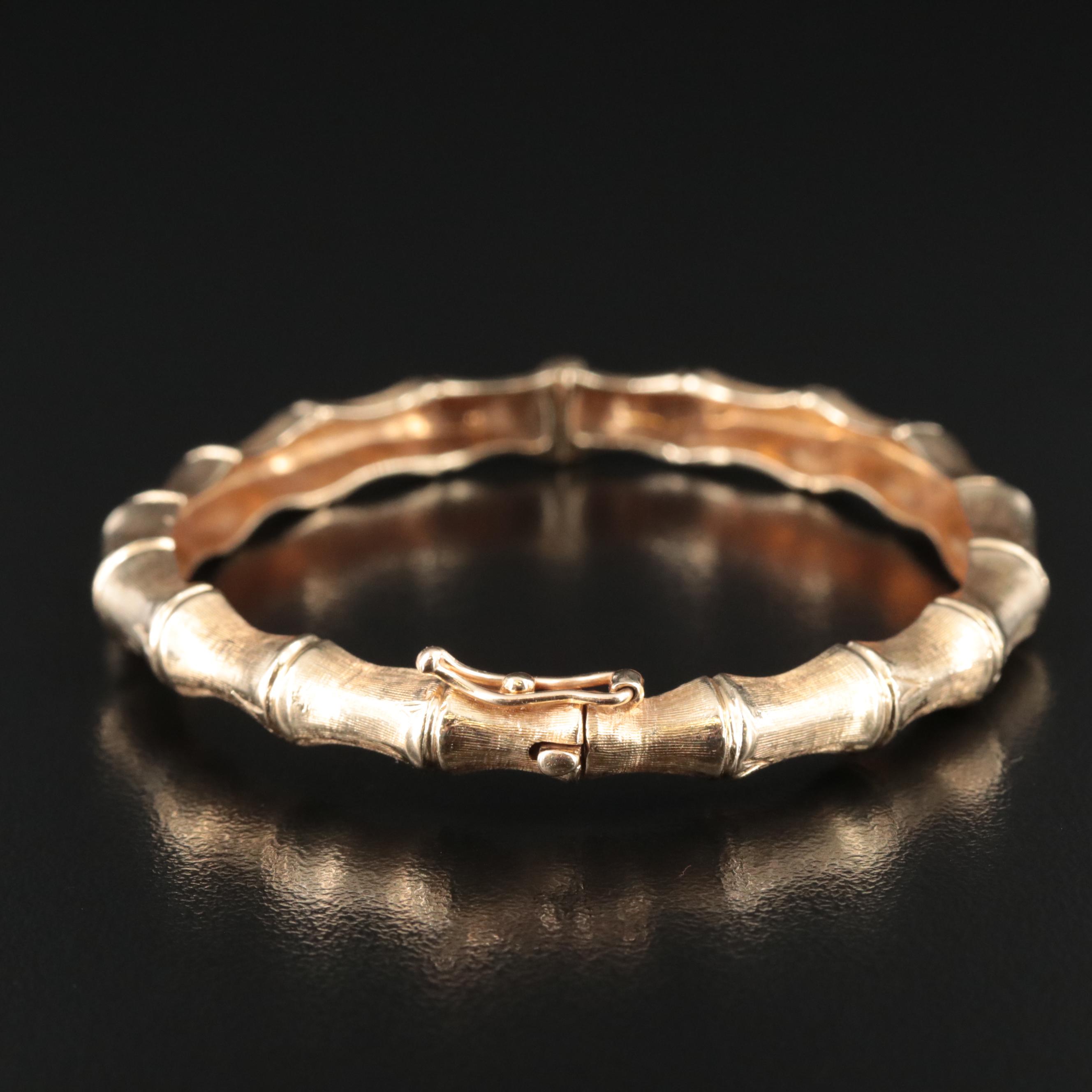 14K Bamboo Hinged Bangle Bracelet | EBTH