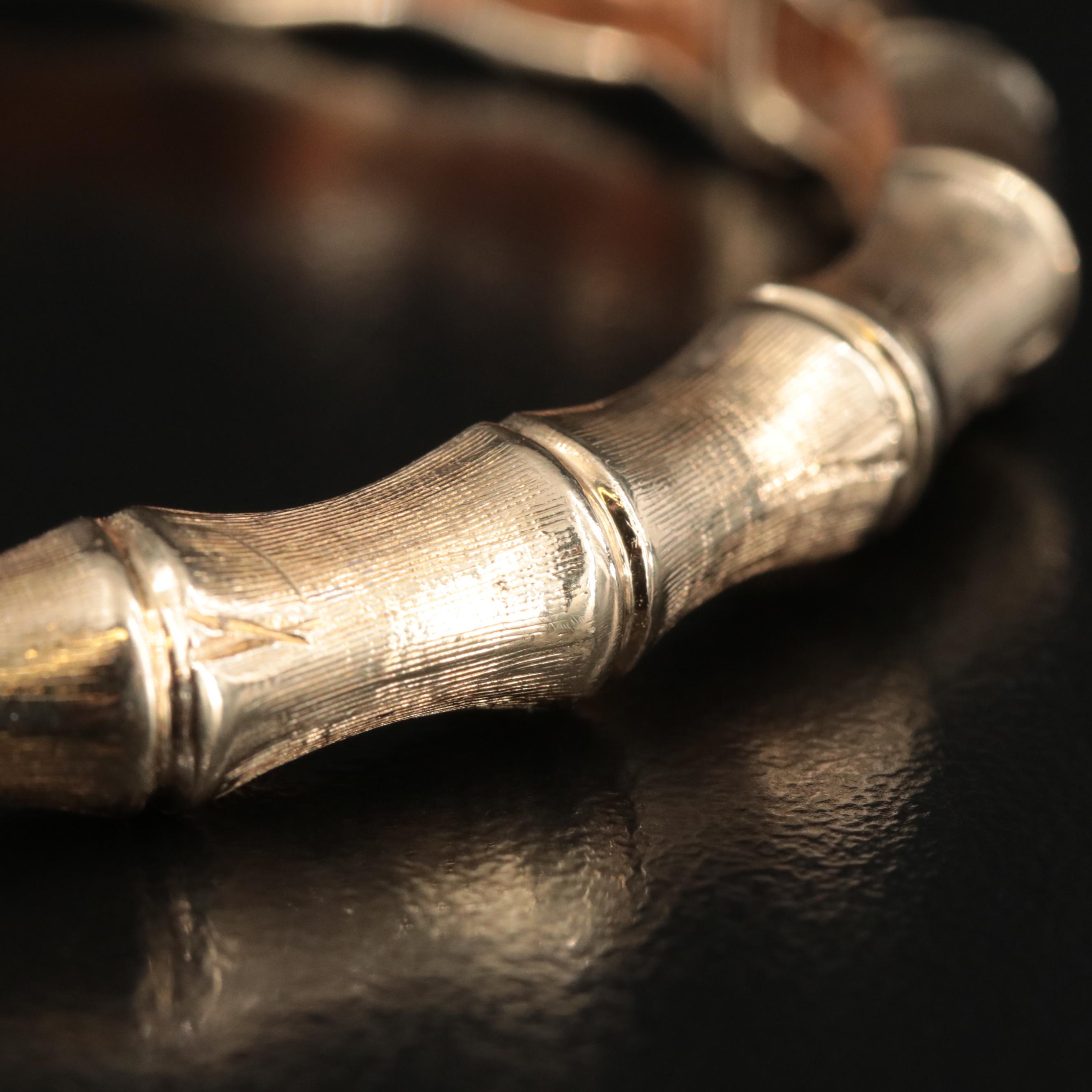 14K Bamboo Hinged Bangle Bracelet | EBTH